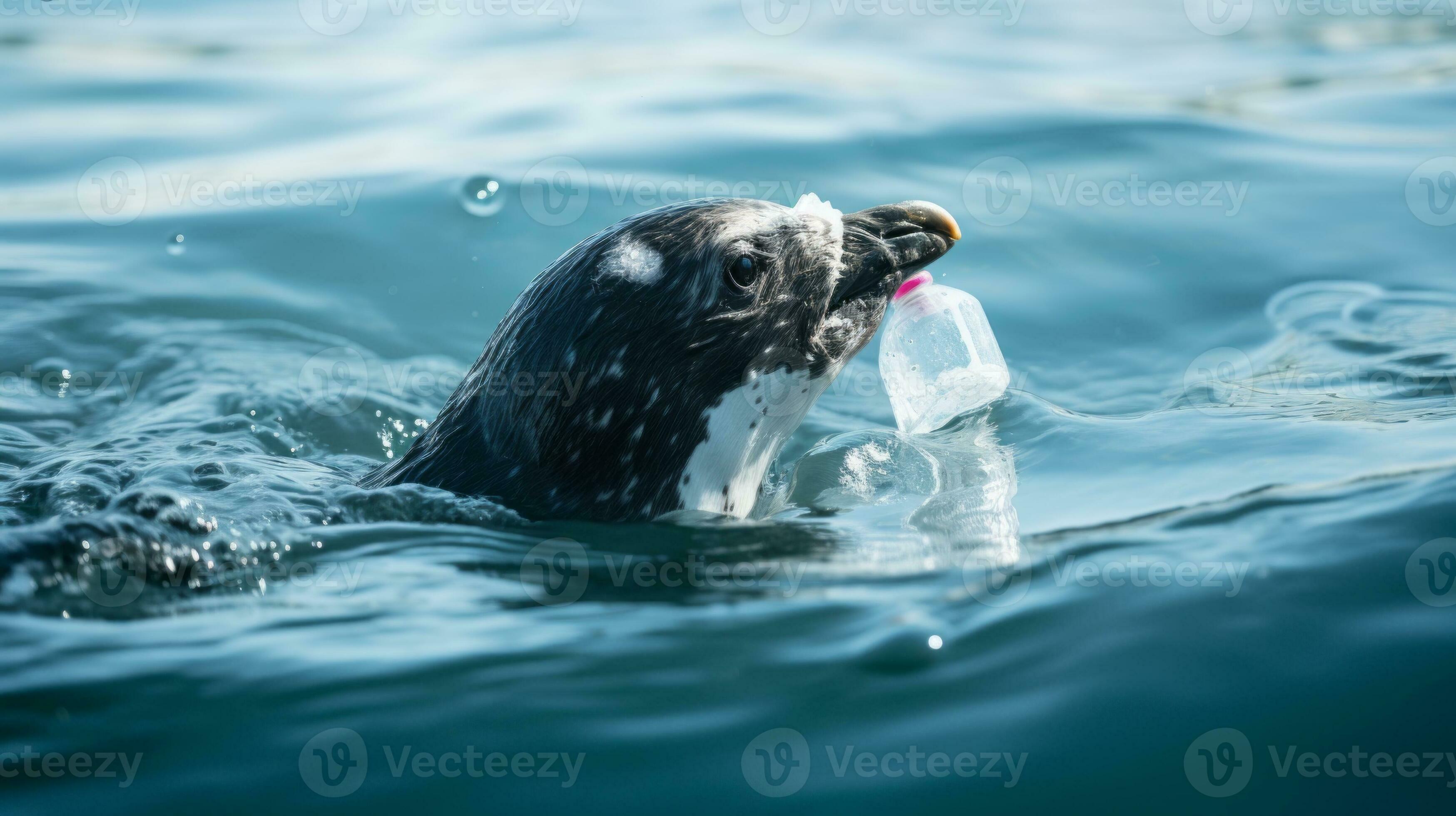 Penguin ingesting plastic particles in the ocean. Generative AI ... Penguin ingesting plastic particles in the ocean. Generative AI ...