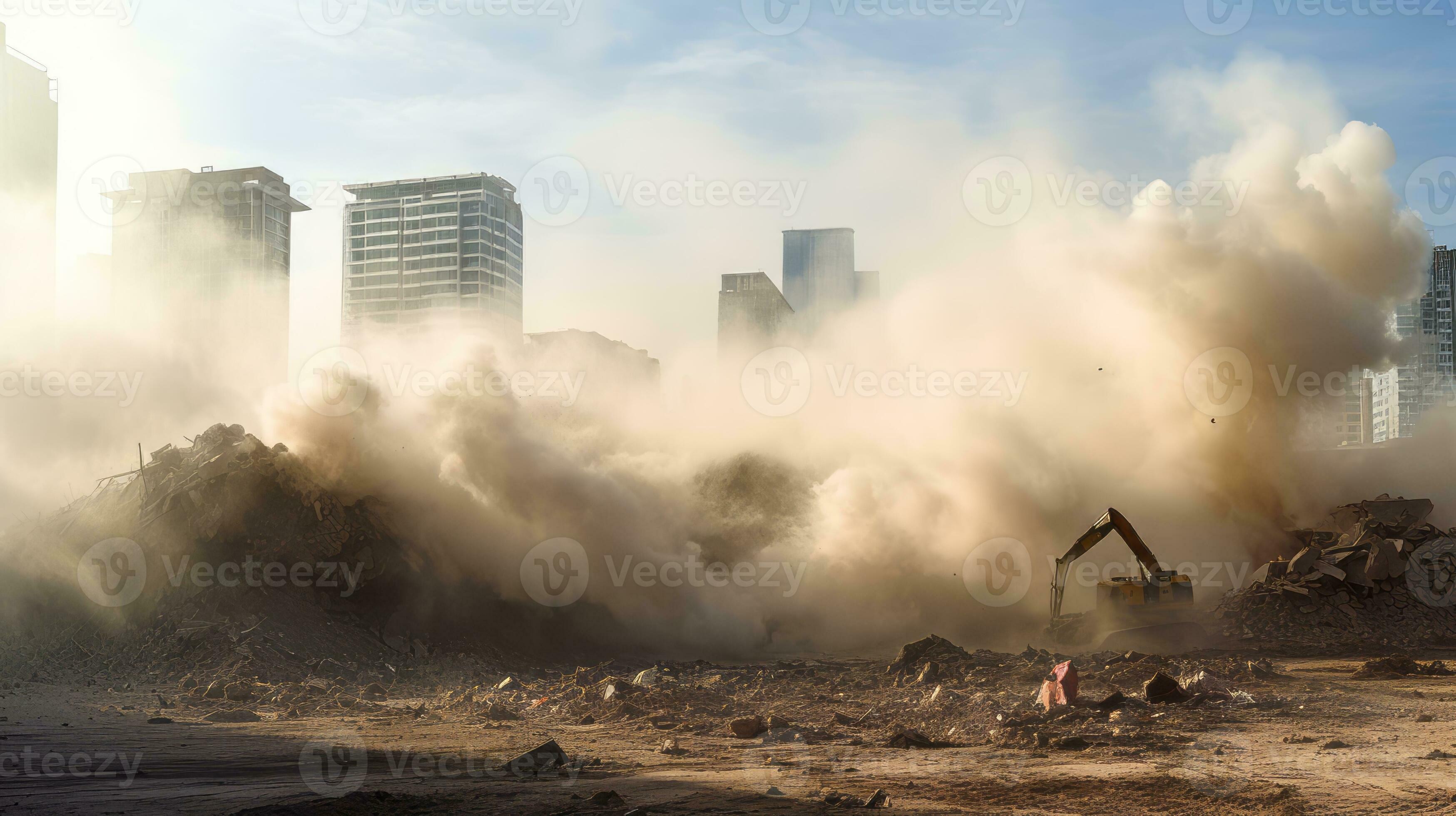Air pollution from construction site with dust and debris. Generative AI 30463208 Stock Photo at ...