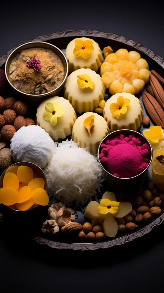 Dessert Symphony Indian Sweets Presented In A Tempting Flat Lay
