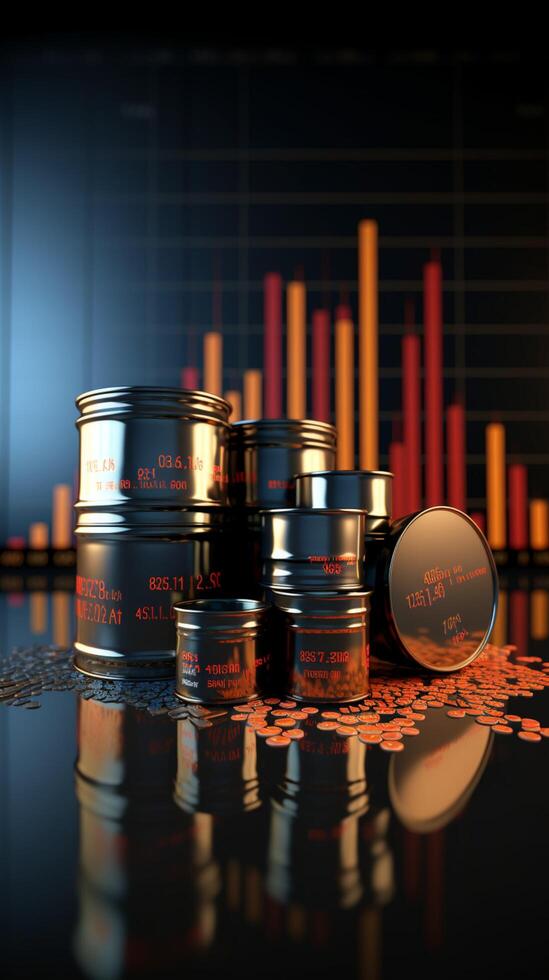 Oil price graph with a 3D barrel and growth arrow symbolizes market ... Oil price graph with a 3D barrel and growth arrow symbolizes market ...
