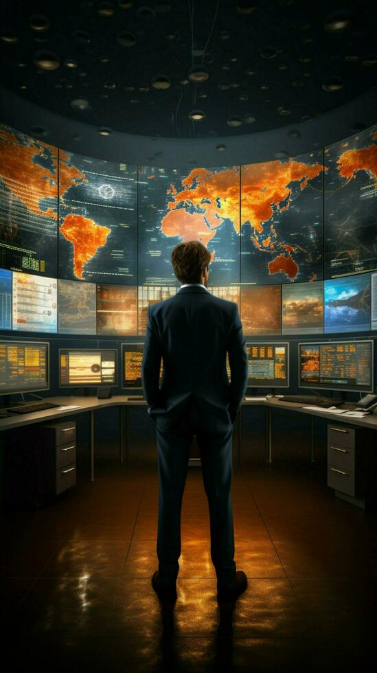 Performance metrics undergo scrutiny as the businessman engages in data ...