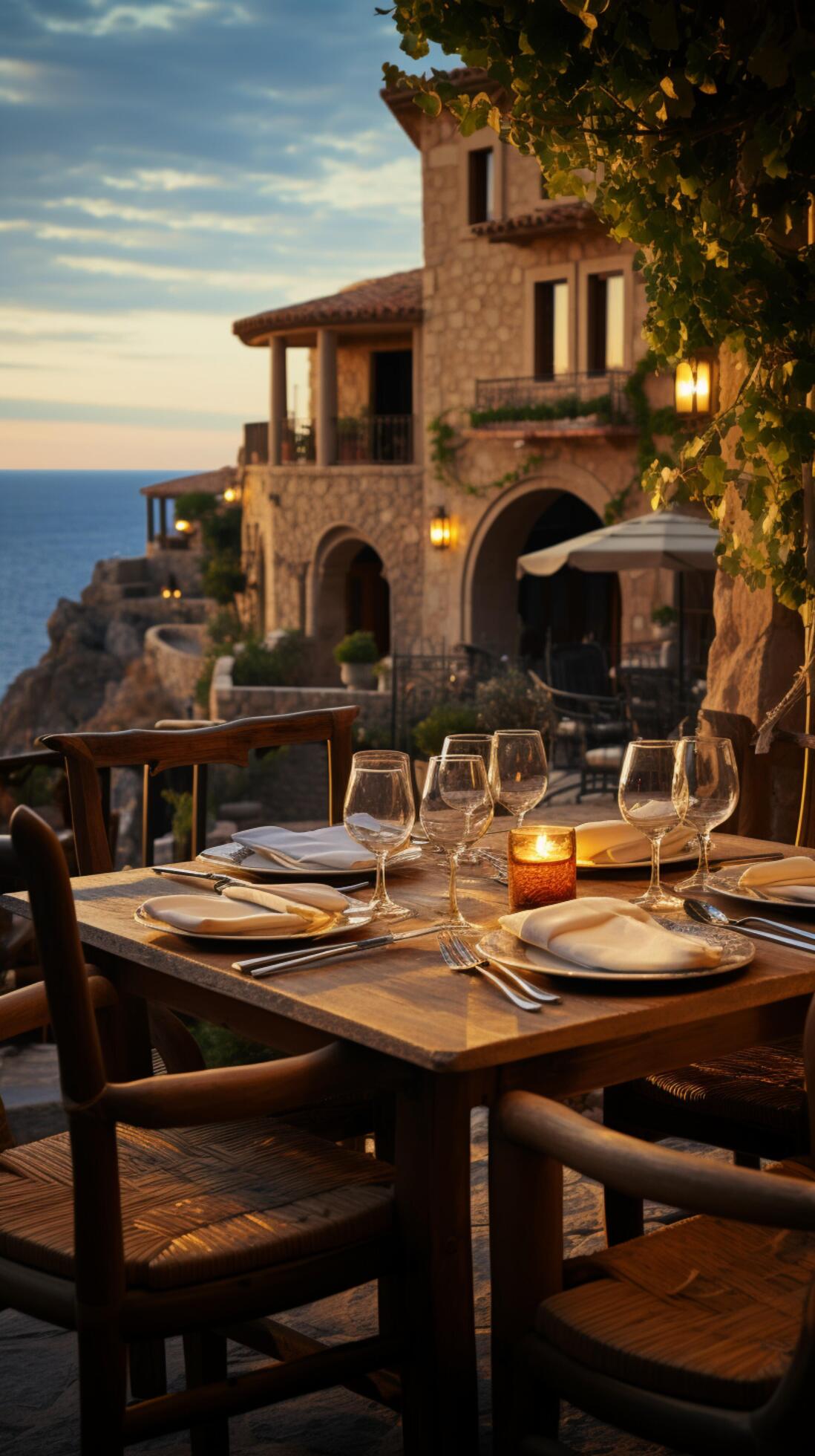 Restaurant in the Mediterranean An outdoor dinner Vertical Mobile ...