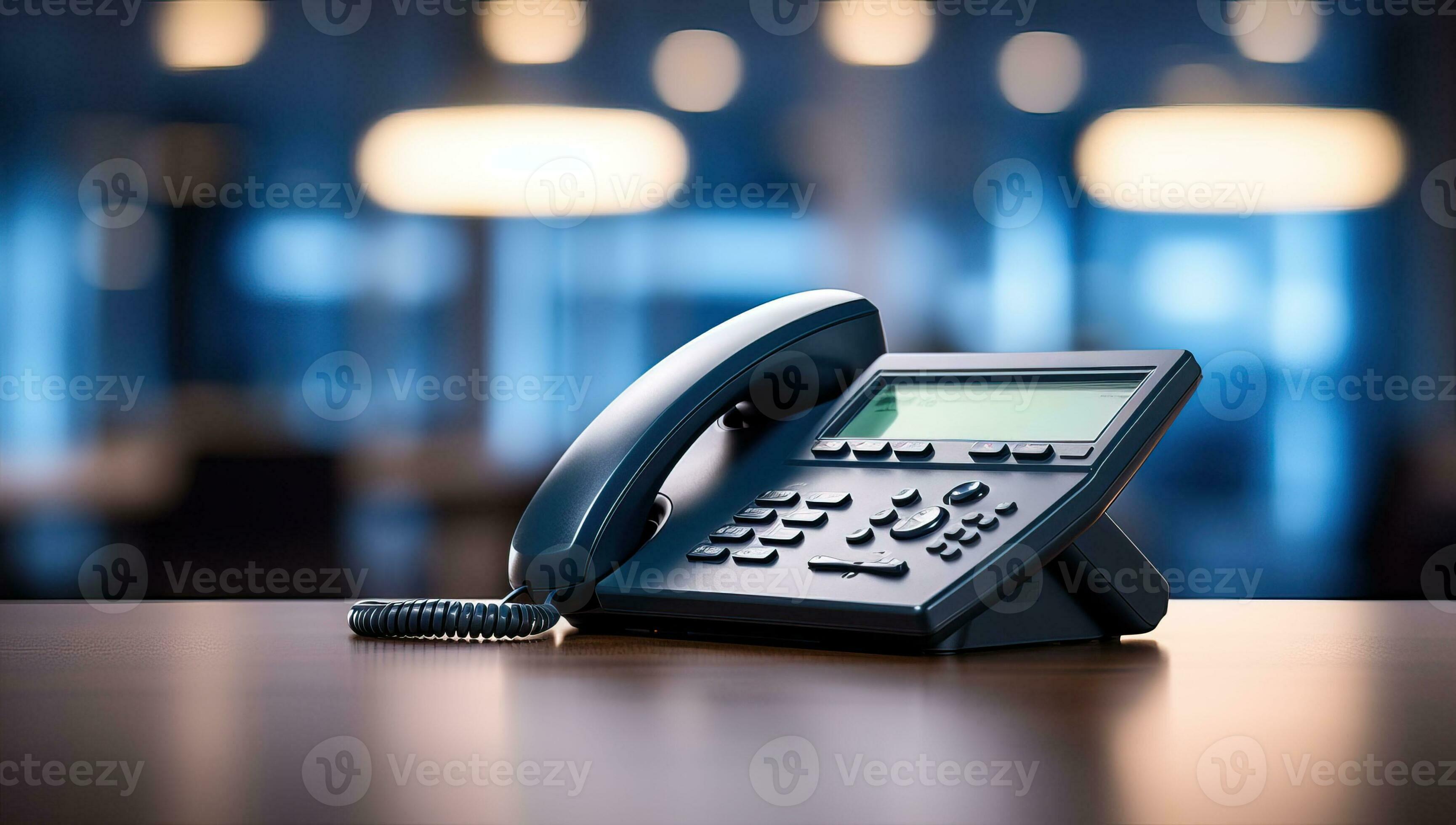 Close up of a telephone on a desk in a modern office. AI Generated. 30470968 Stock Photo at Vecteezy