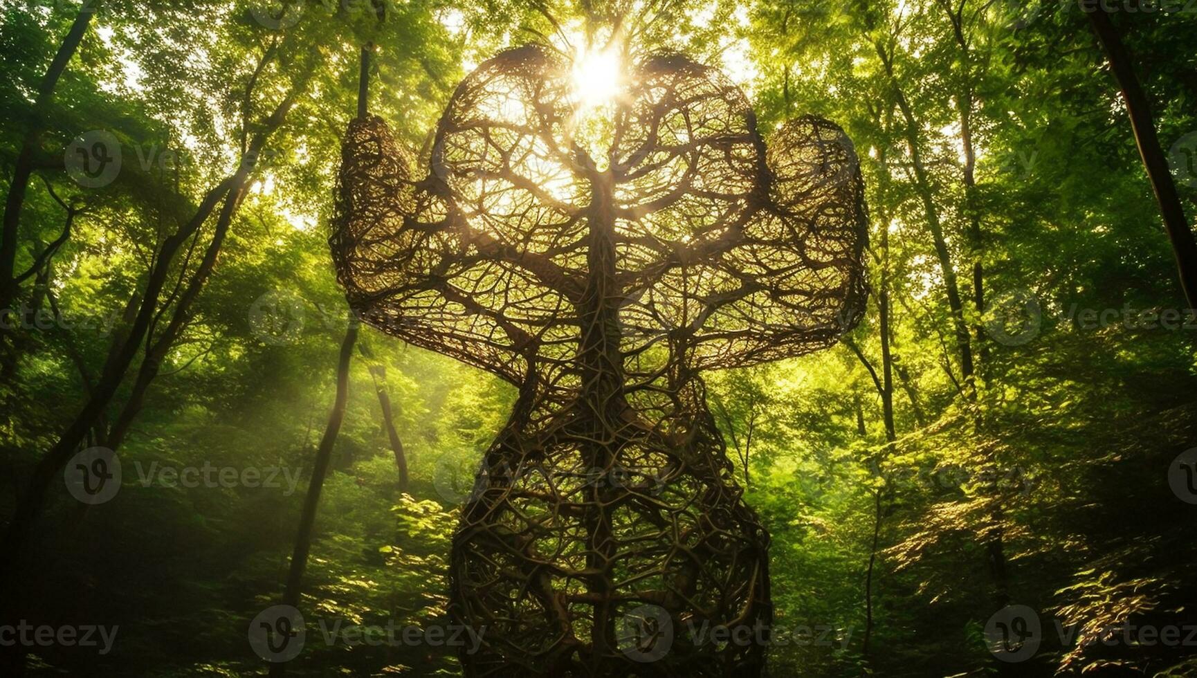 Natural structure formed by tree branches on a forest trail. AI ...