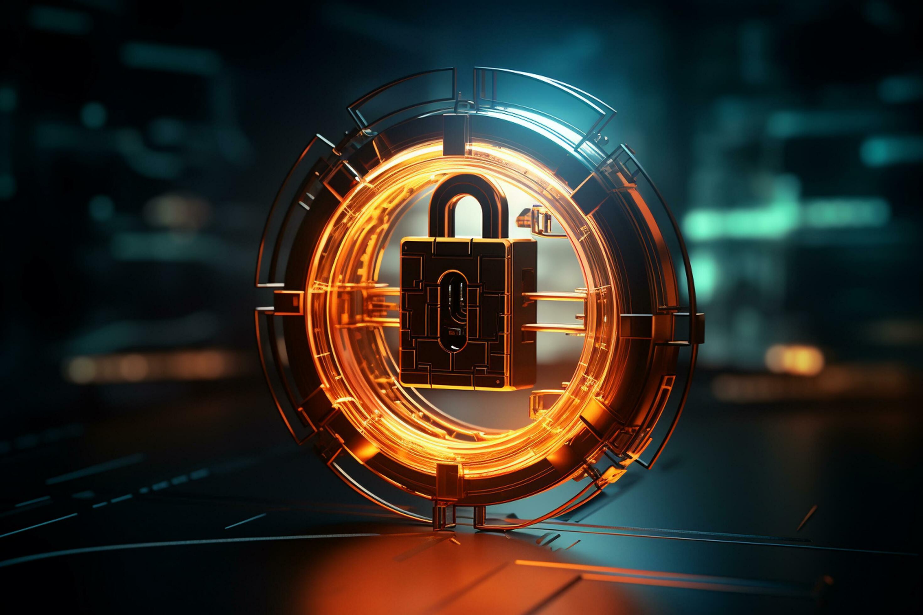 Cyber security concept with circuit board and padlock. 3D Rendering Ai Generated 30492349 Stock ...