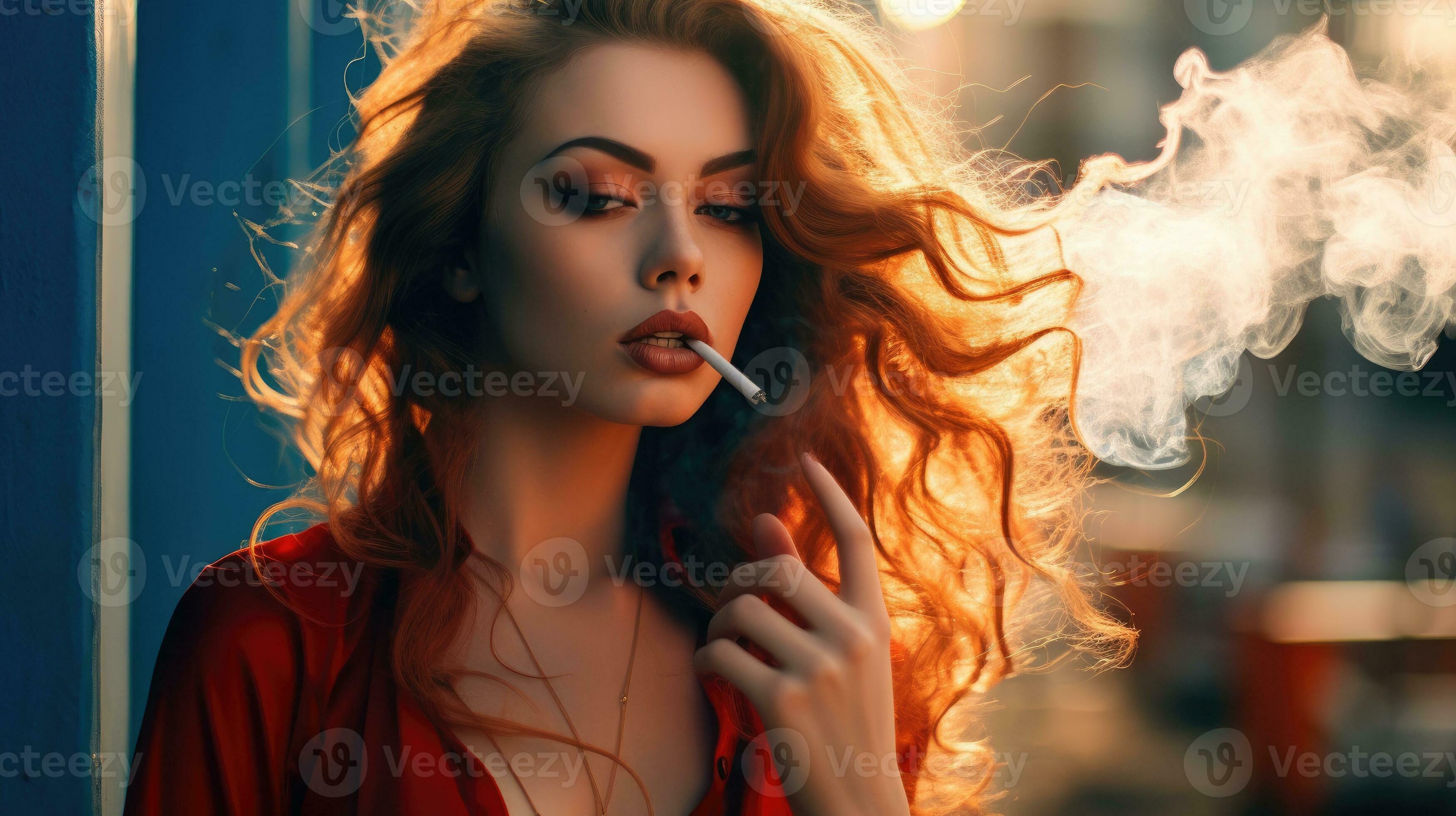 Attractive and beautiful woman smoking. Generative AI 30501228 Stock Photo at Vecteezy