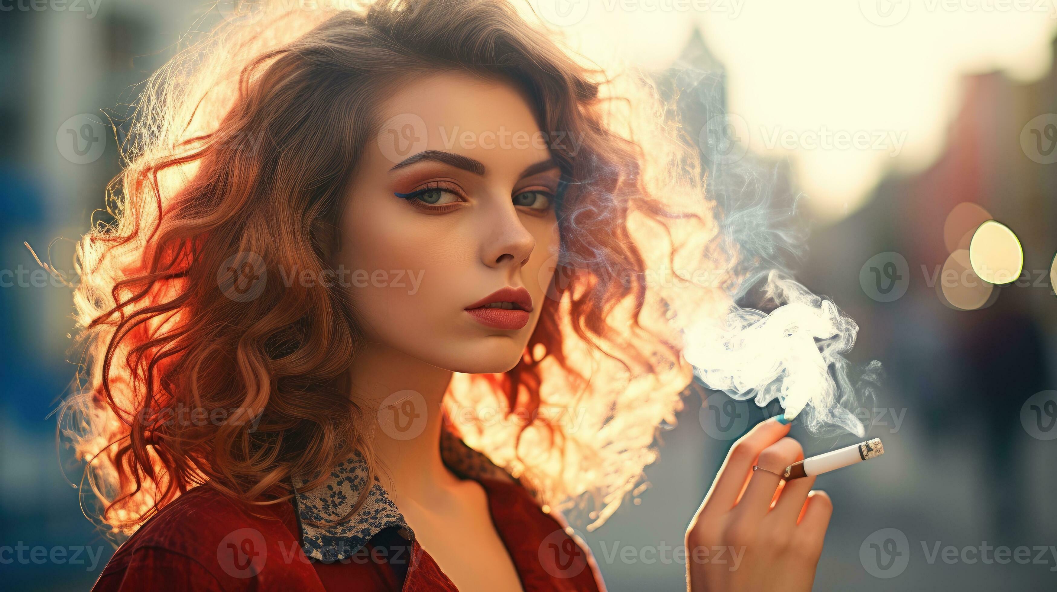 Attractive and beautiful woman smoking. Generative AI 30501237 Stock Photo at Vecteezy