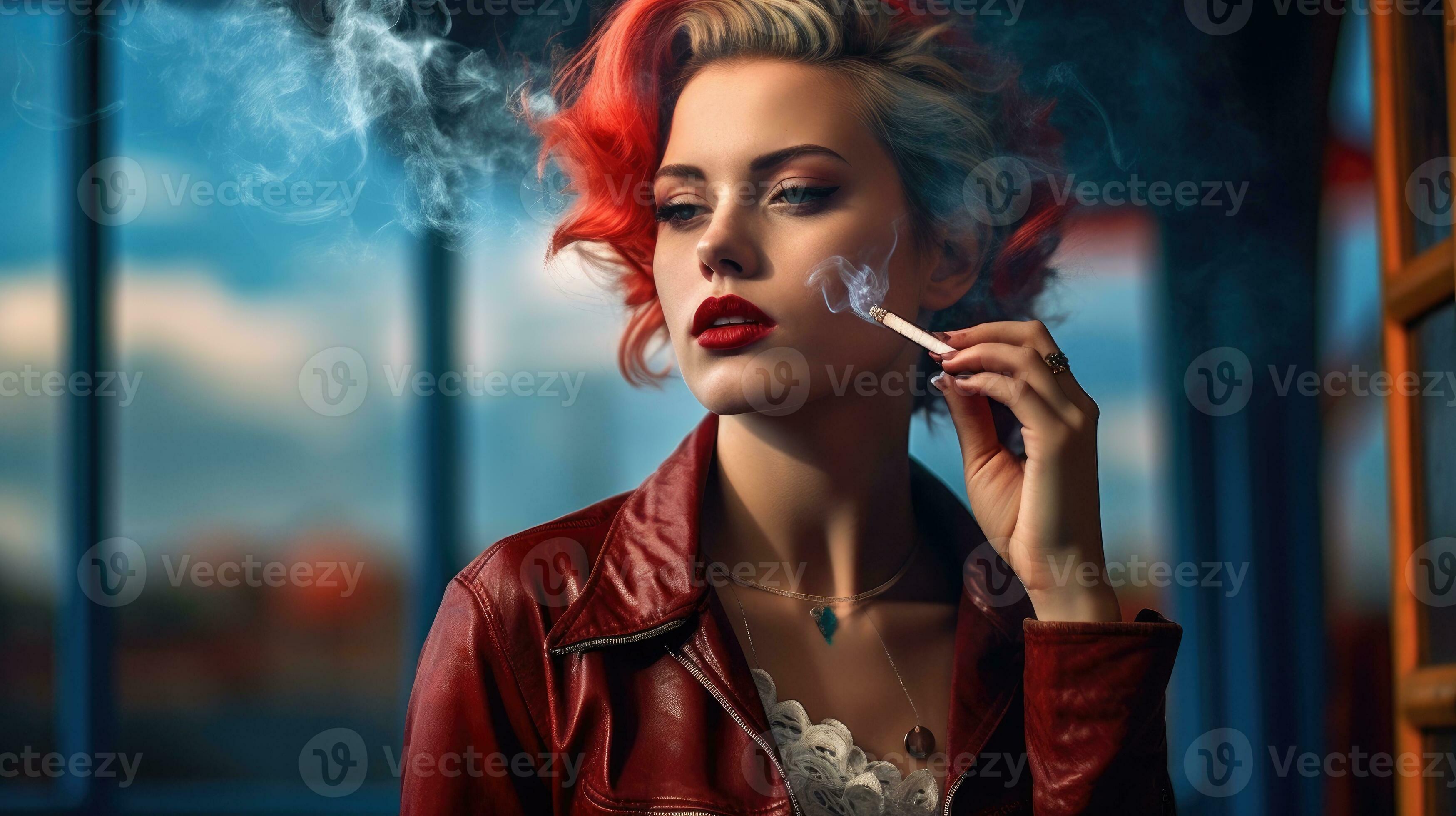 Attractive and beautiful woman smoking. Generative AI 30501238 Stock Photo at Vecteezy