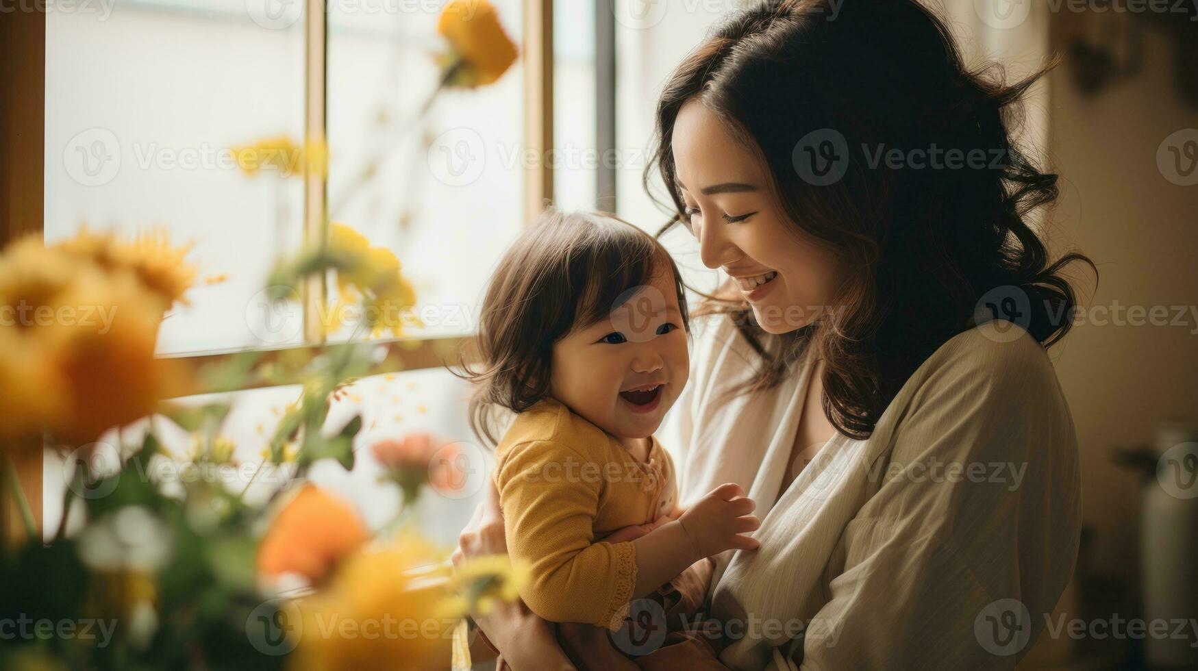 Cheerful mother and child hugging each other. Generative AI 30501603 Stock Photo at Vecteezy