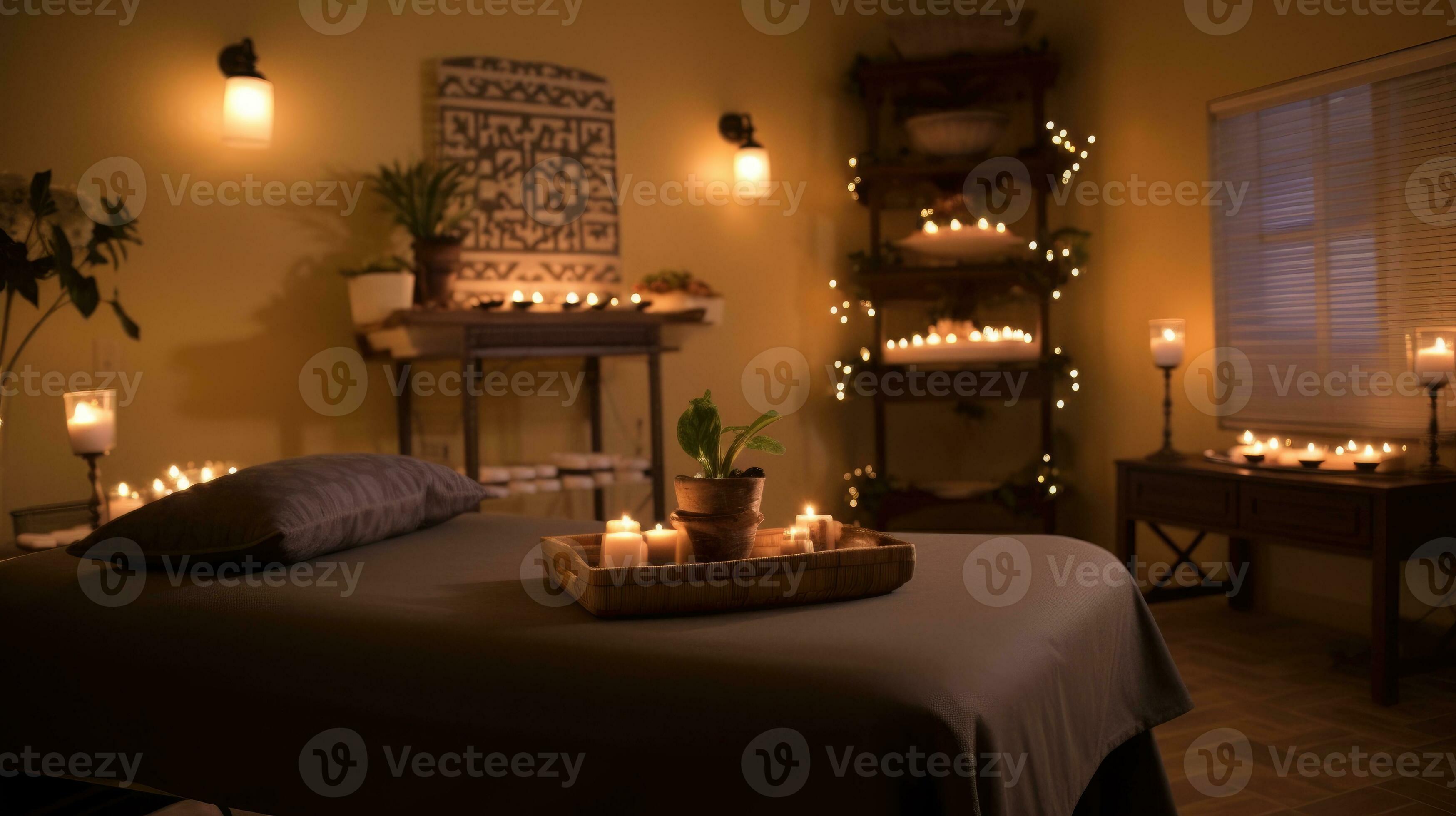 Massage Room Illuminated With Candles Generative Ai 30503574 Stock