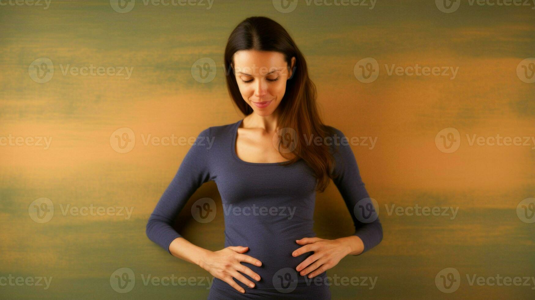 Young Woman Holding Her Stomach Because She Has A Stomach Ache