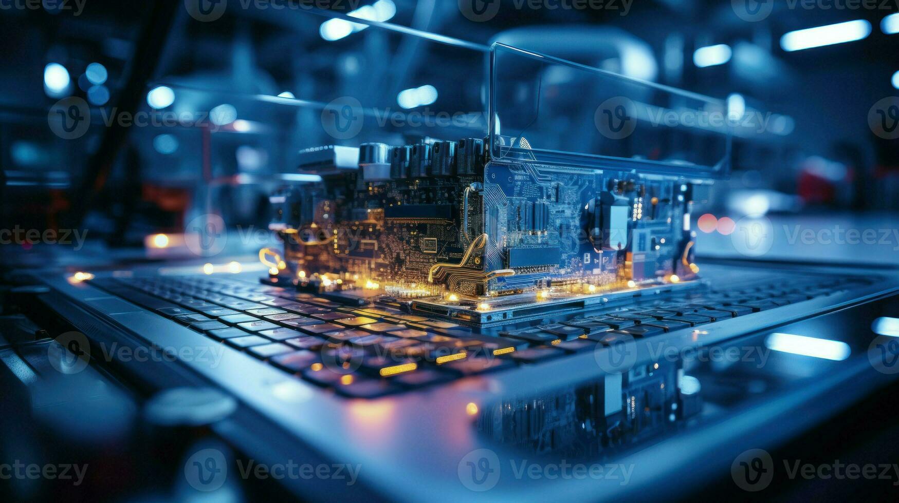 Intricate Microelectronics In A Factory Setting Generative Ai