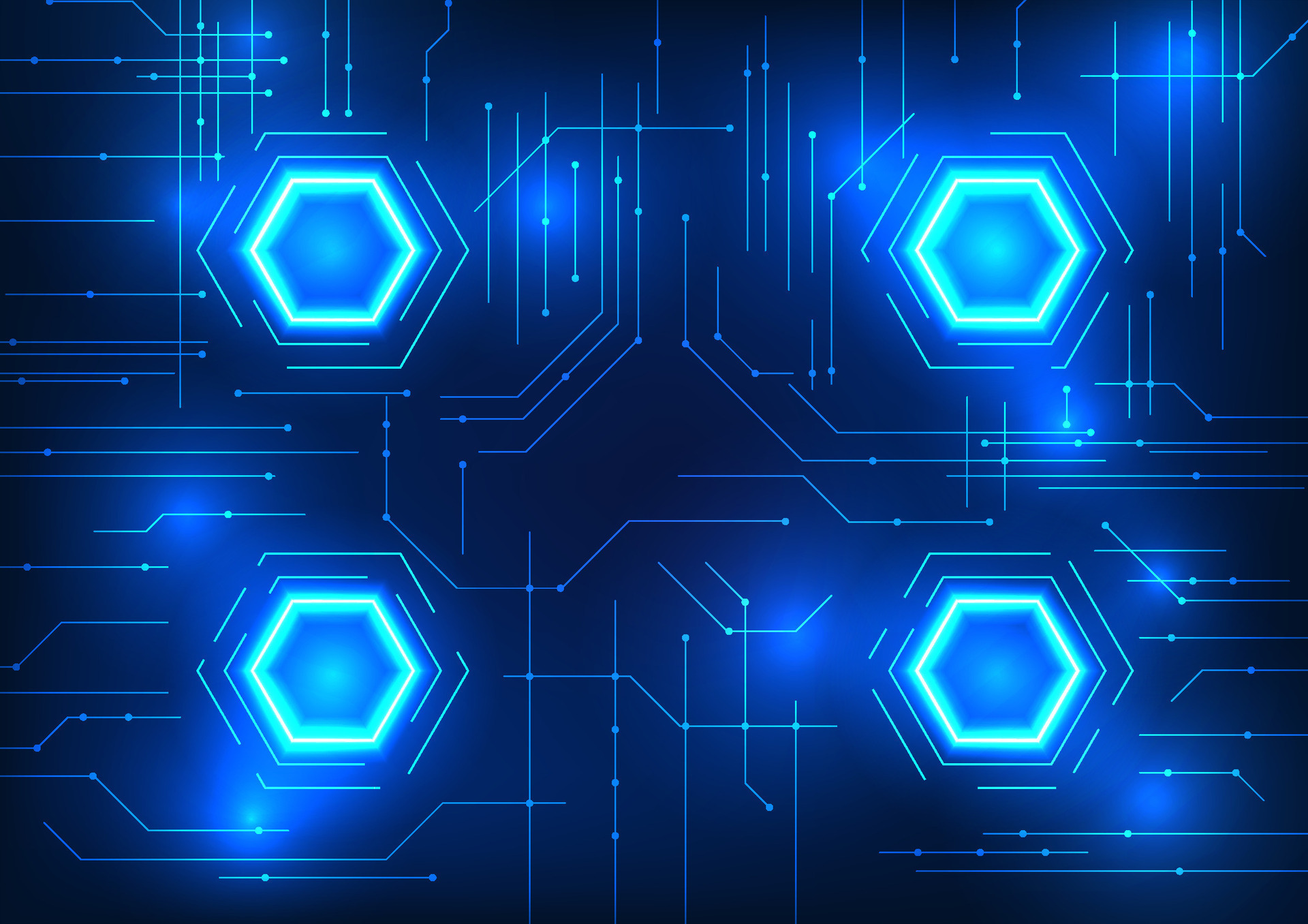 Abstract technology background Hexagonal shape combined with technological circuit lines ...