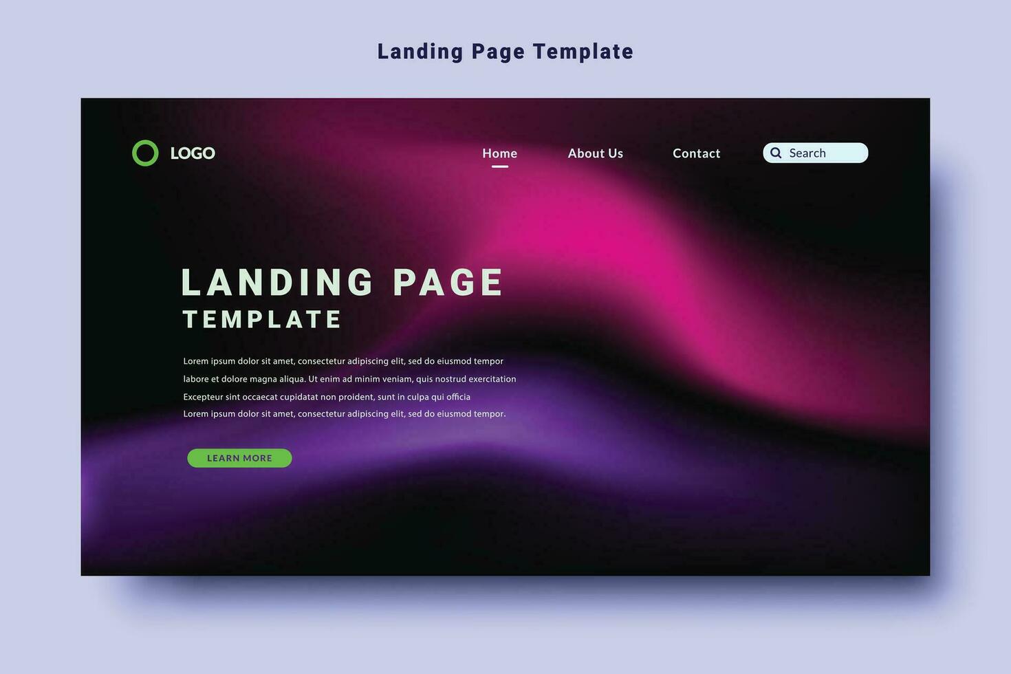 modern landing page template design with violet color gradation ...