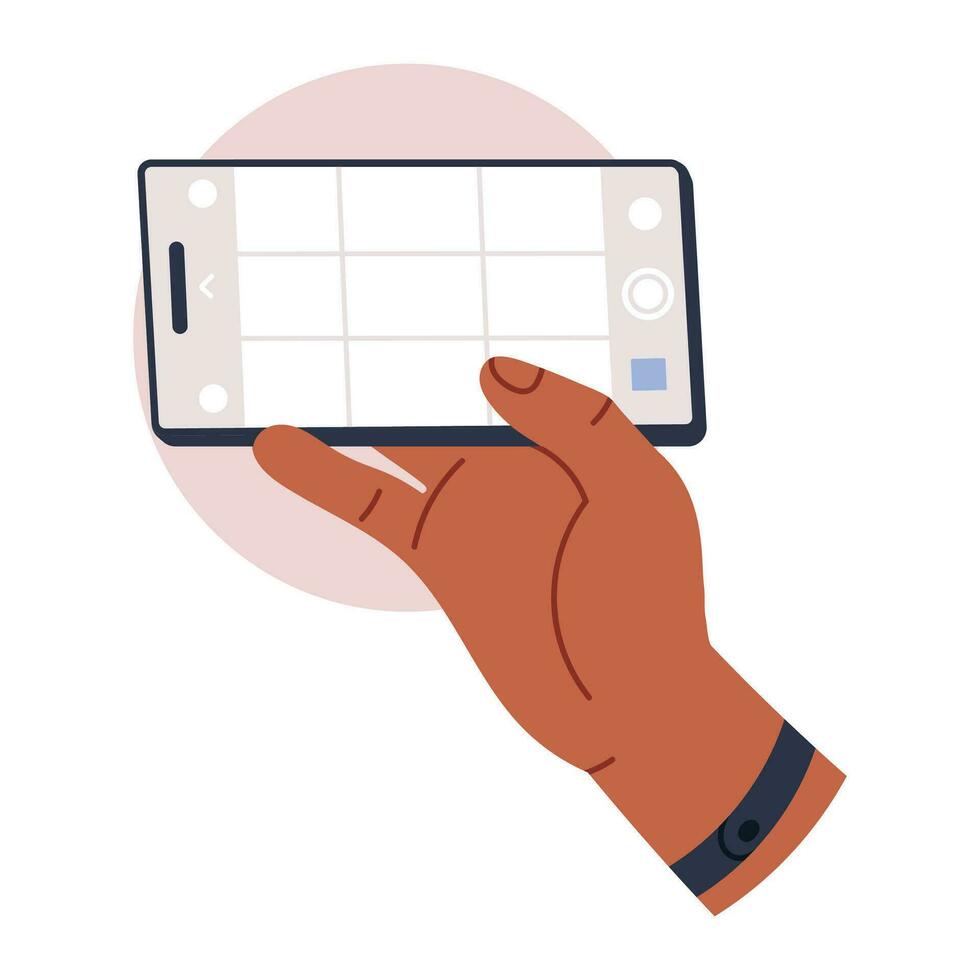 hands holding phone. Scrolling smartphone, app mail, application photo. cellphone camera. Flat ...