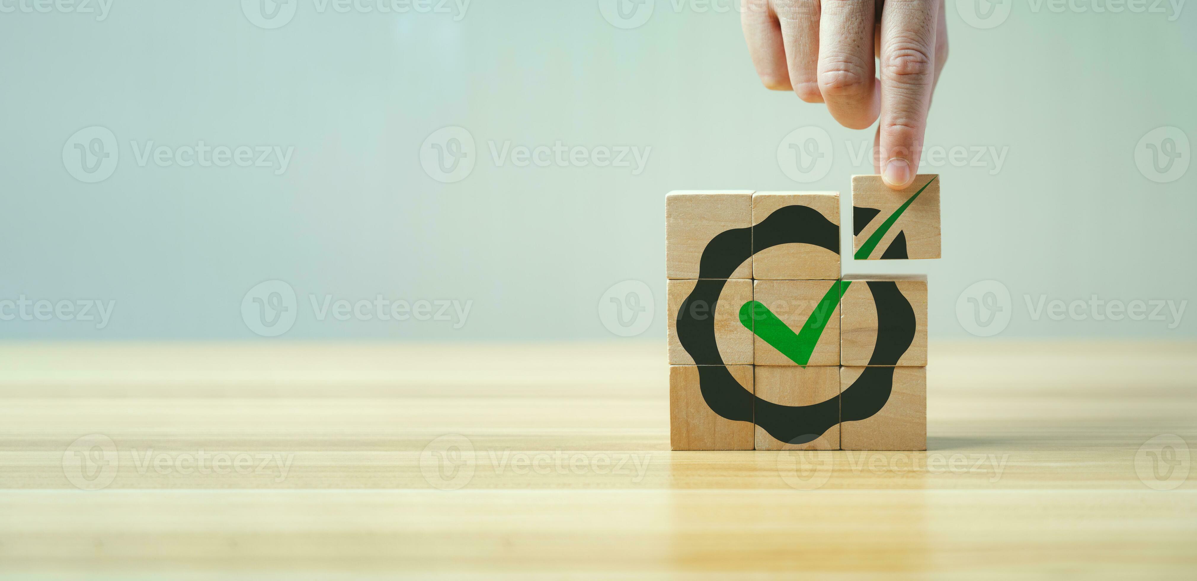 Quality control standards certification concept check box guarantee icon, ISO certification and ...