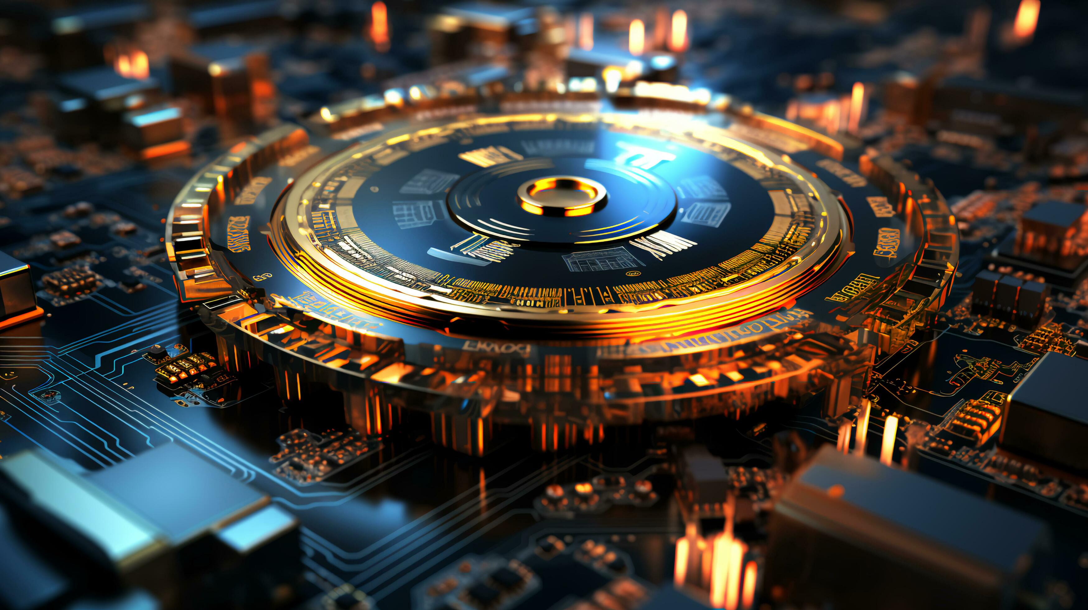 High tech computer chip with processor on motherboard 30527262 Stock ...