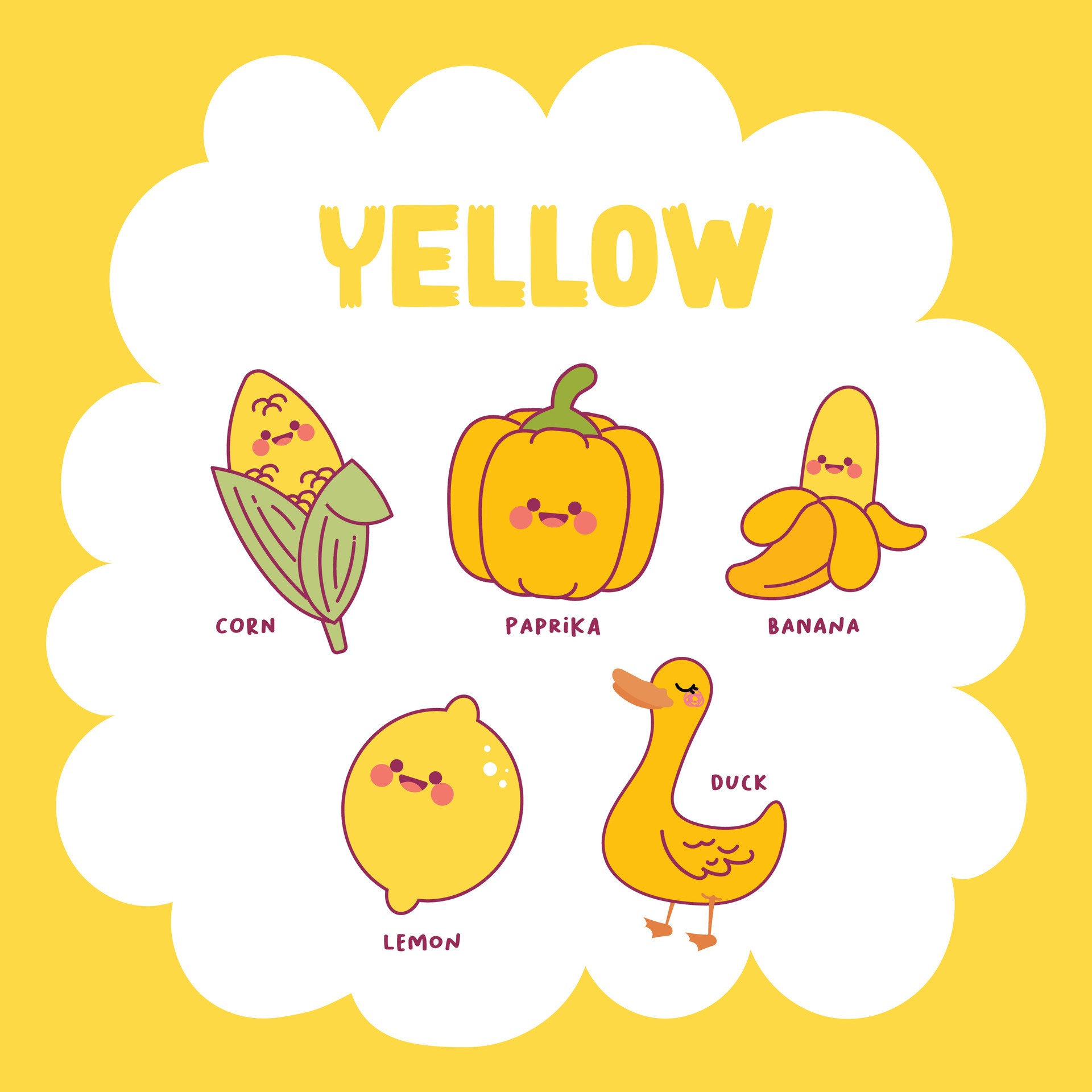 flat design vector color yellow object illustration collection set ...