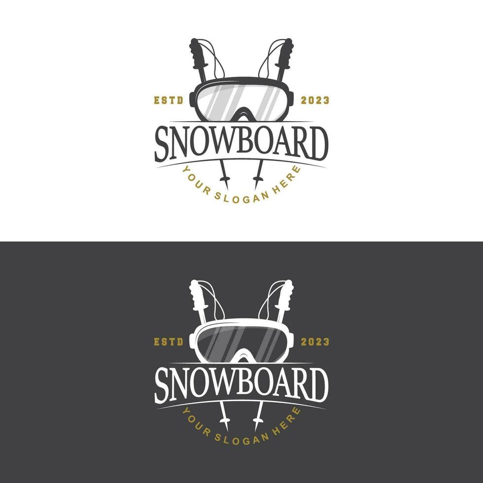 Ski Sport Logo, Winter Snow Sports Design Retro Vintage Vector ...