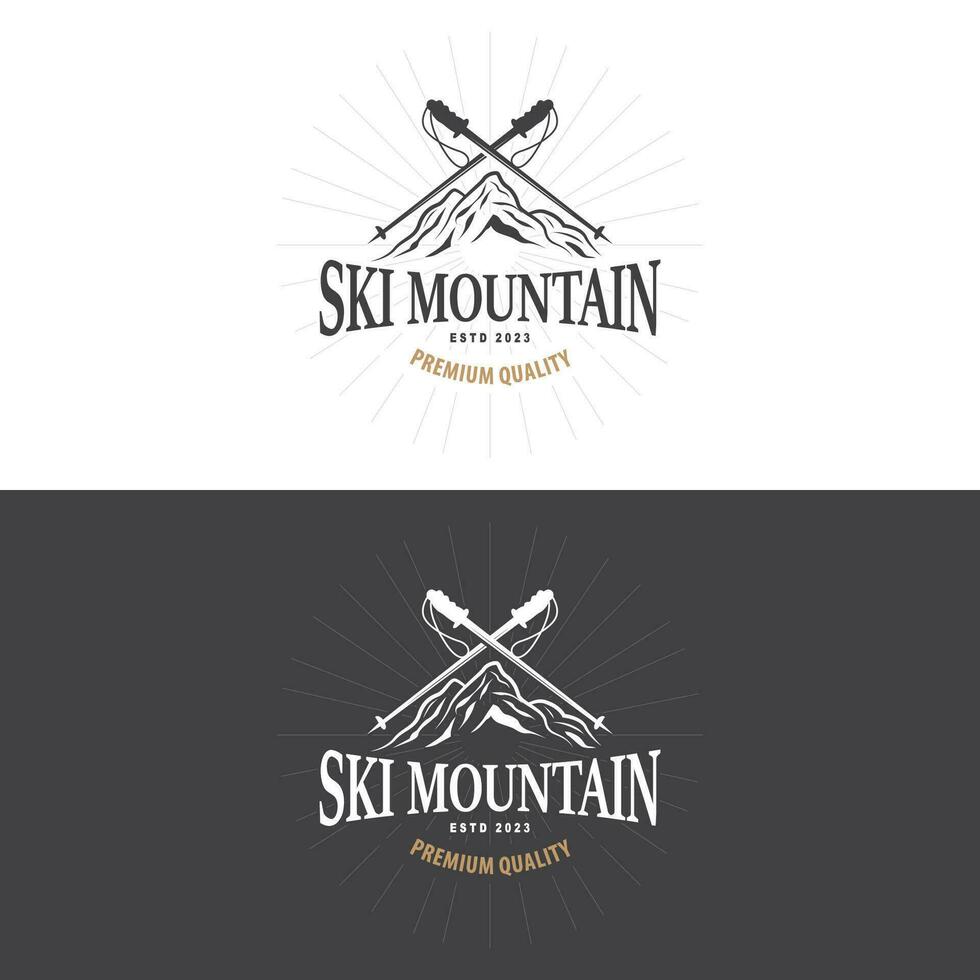 Ski Sport Logo, Winter Snow Sports Design Retro Vintage Vector ...