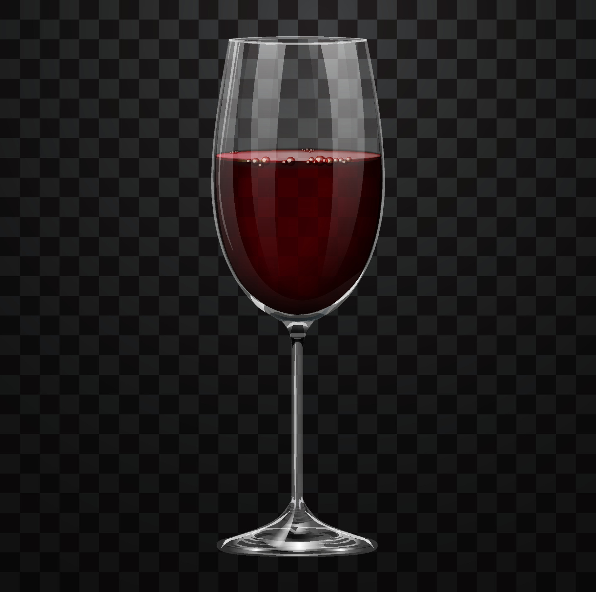 Realistic red cabernet wine glass isolated on transparent background ...