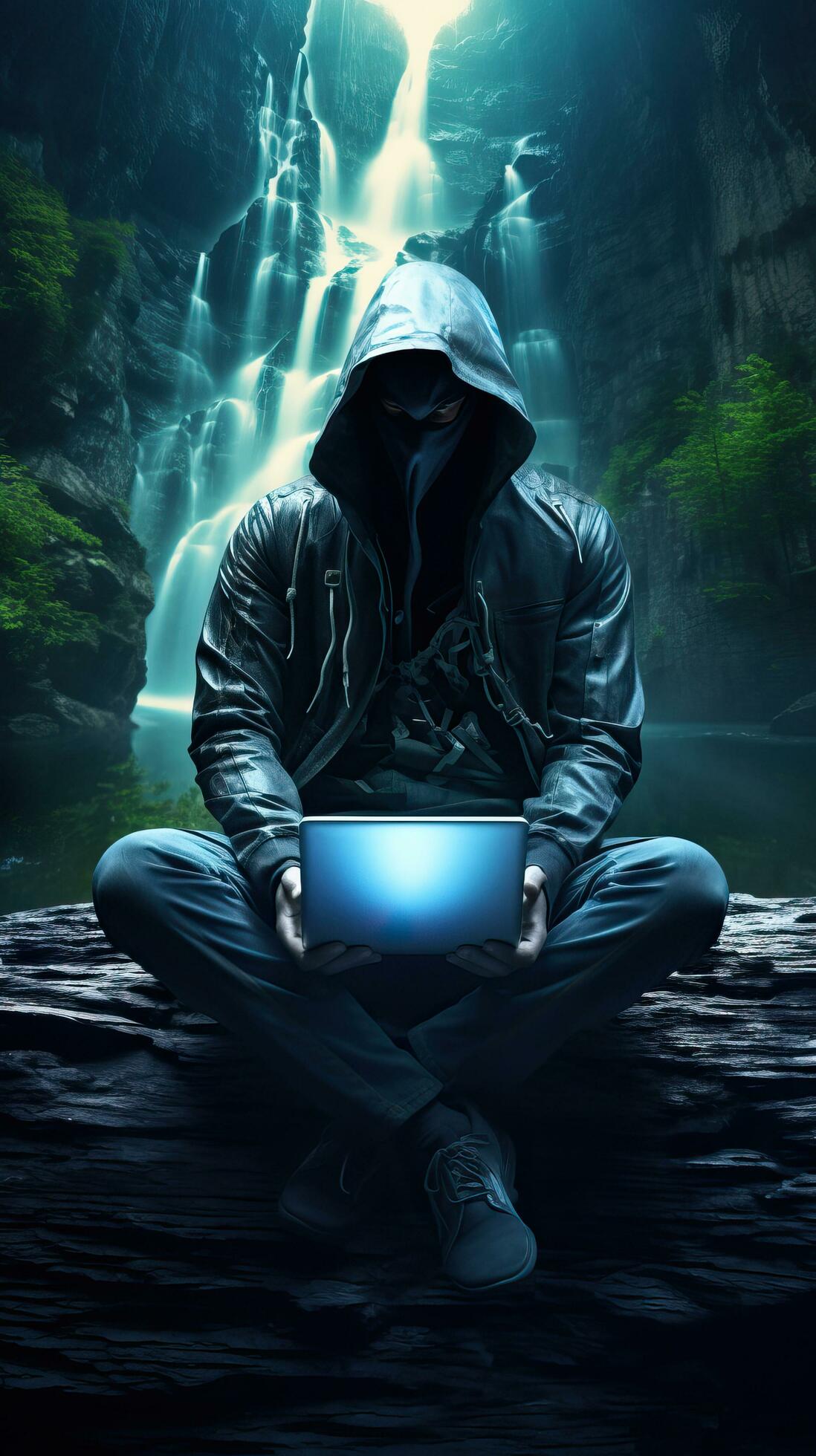 Hacker typing on laptop anonymous concept. Generative AI 30548997 Stock ...