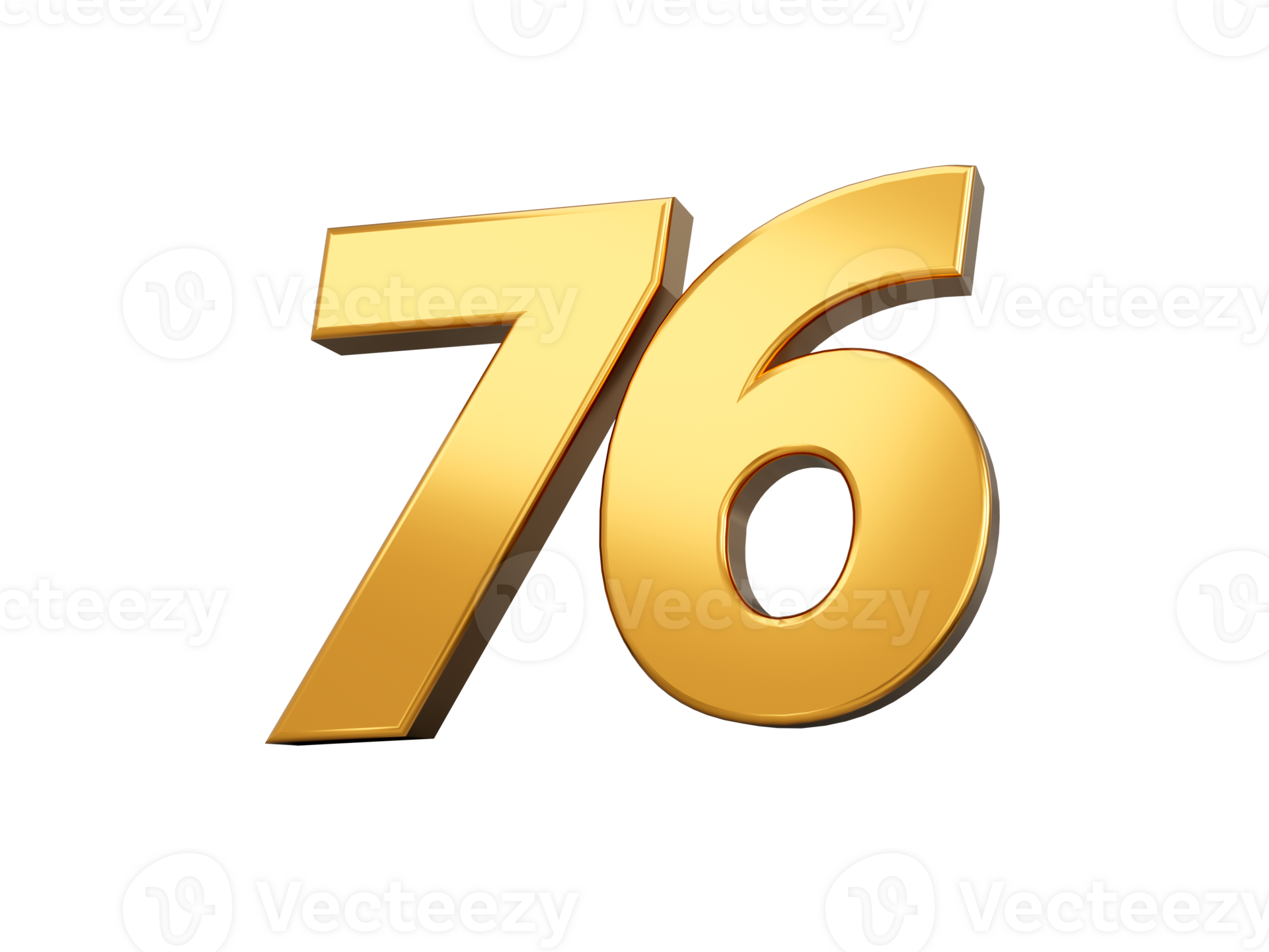 Gold Number 76 Seventy Six Shiny 3d Number Made Of Gold 3d Illustration 30549305 Png