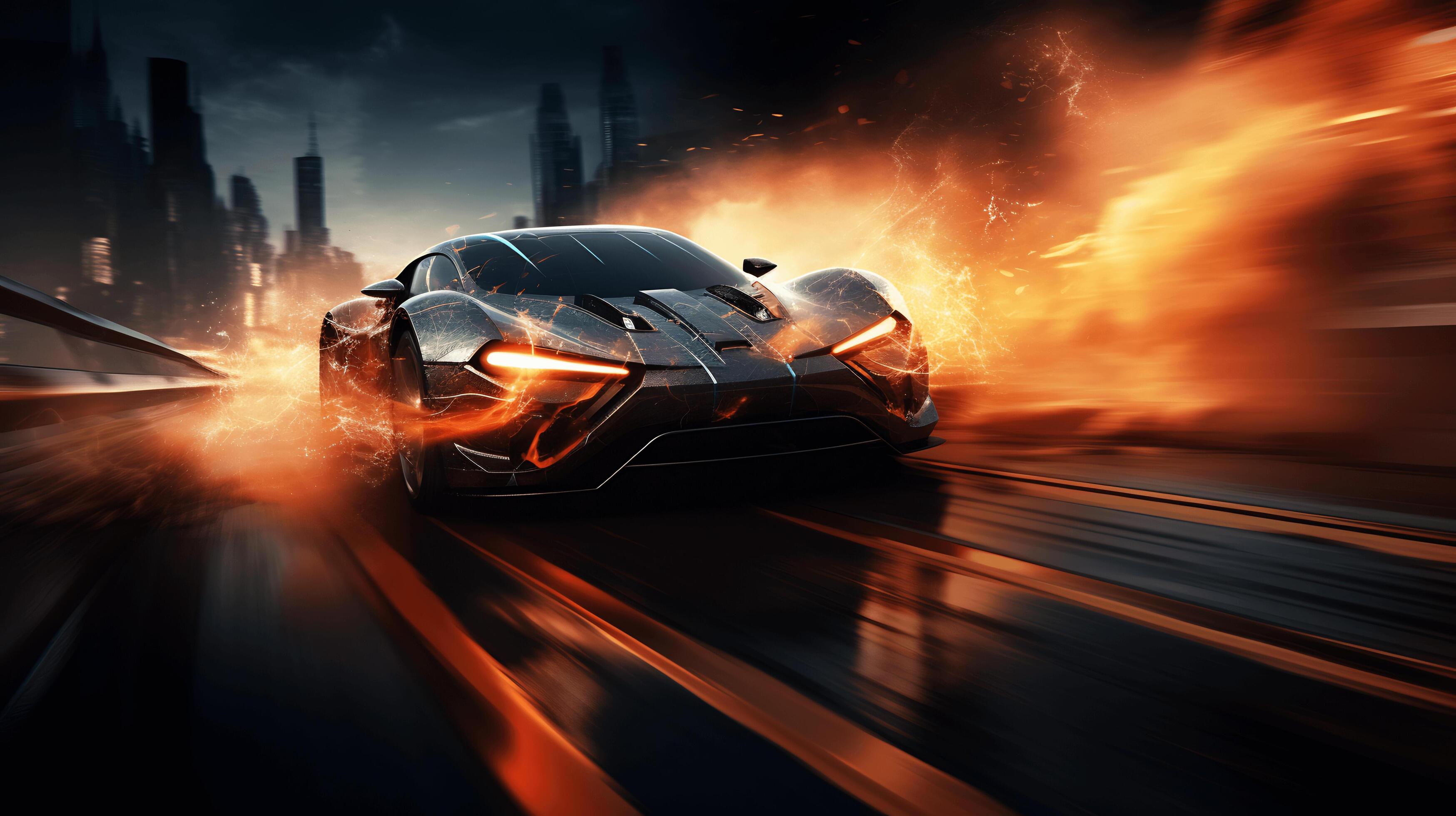 AI generated Desktop wallpaper of car depicting speed 30556181 Stock Photo at Vecteezy