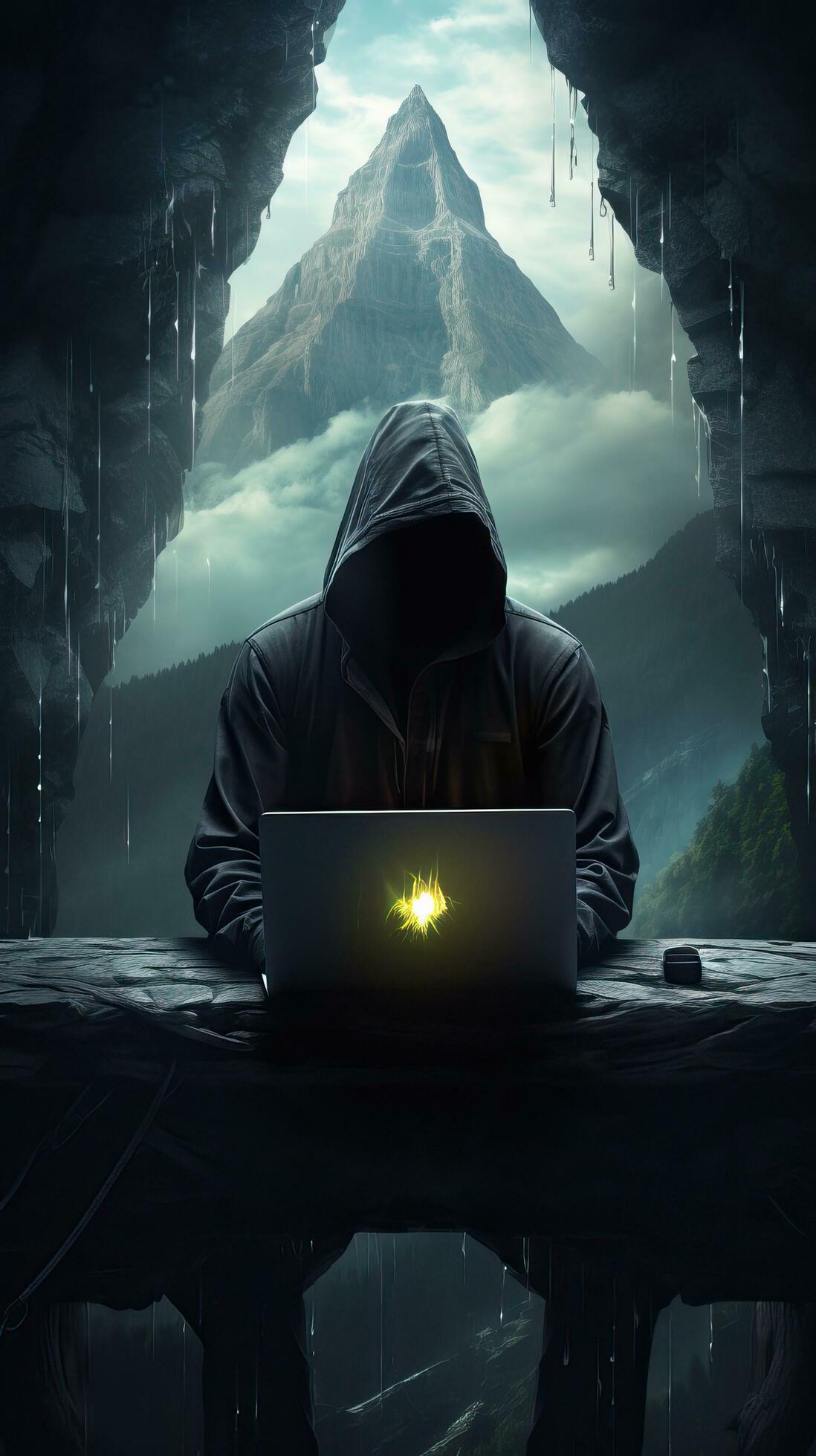 Hacker typing on laptop anonymous concept. Generative AI 30556760 Stock ...