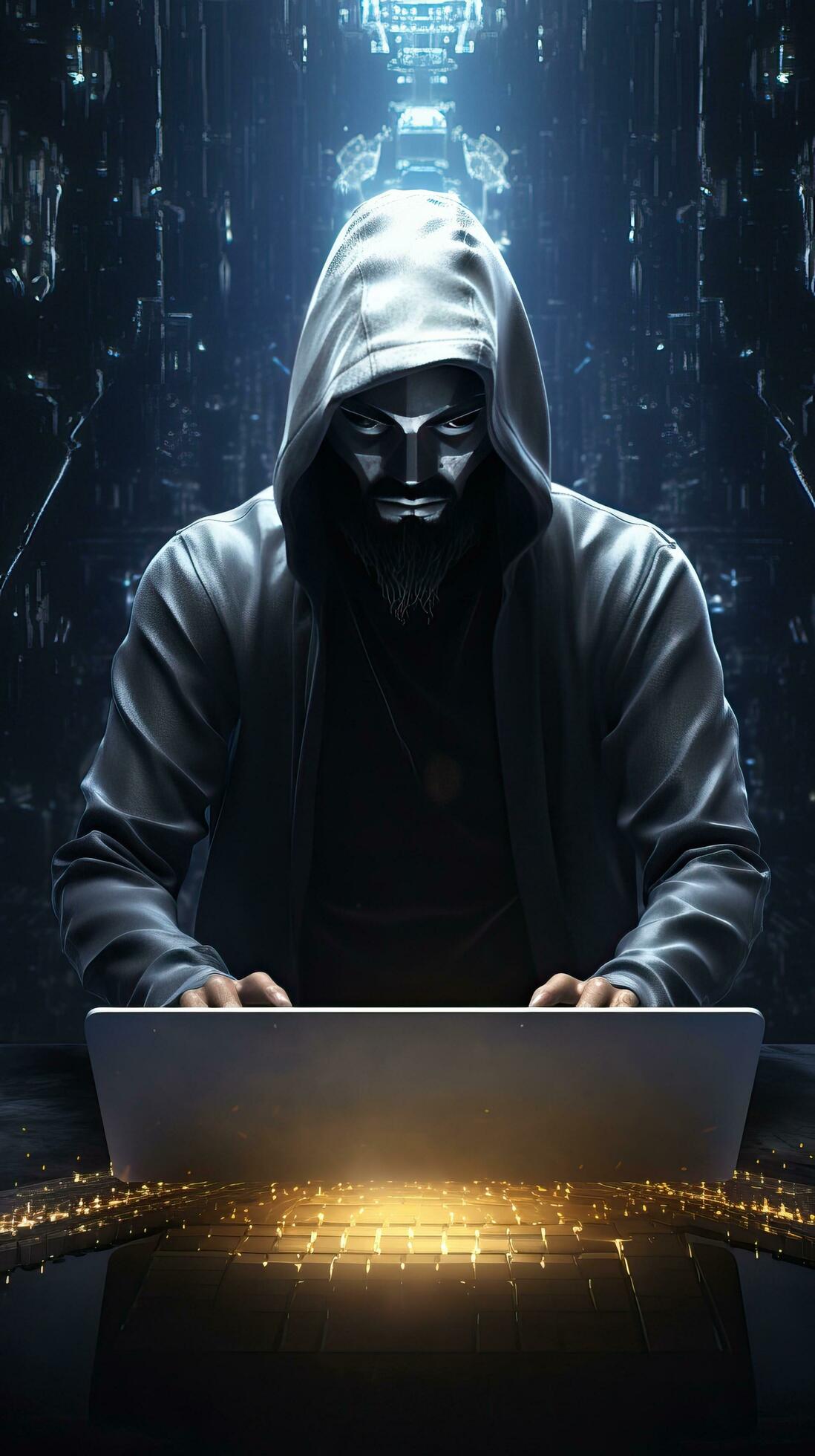 Hacker typing on laptop anonymous concept. Generative AI 30557392 Stock ...