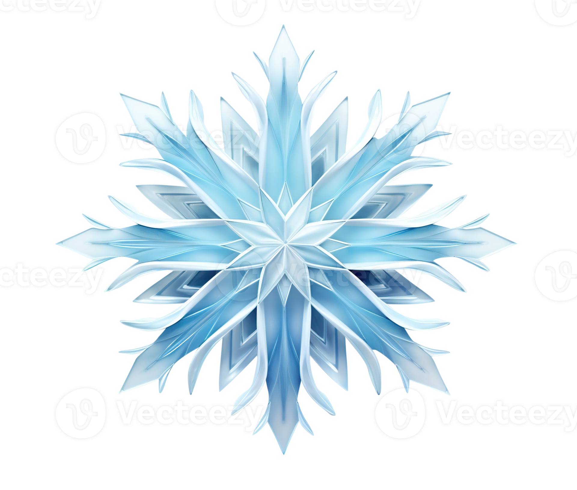 Beautiful blue snowflake on transparent background. Winter, Christmas ...