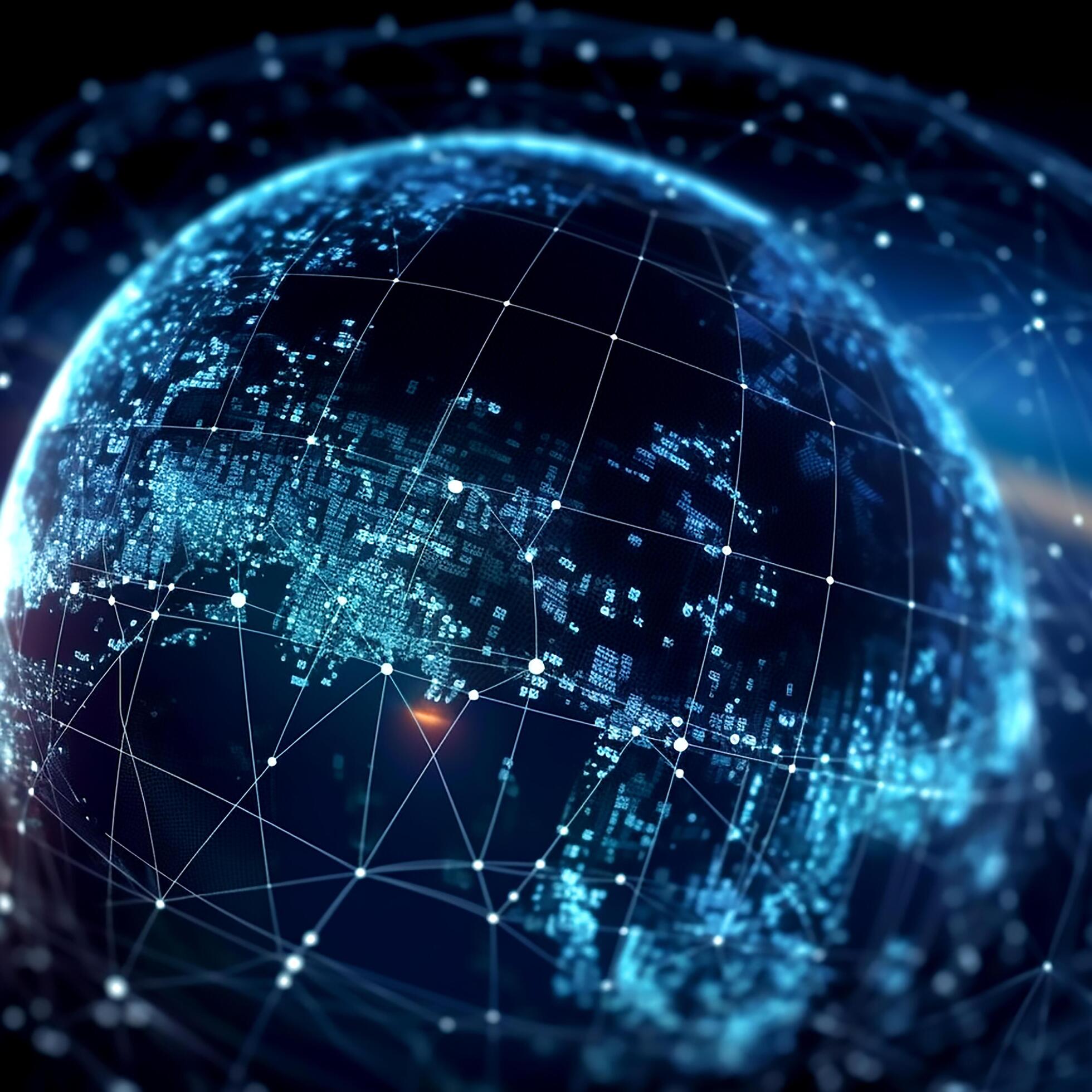 AI Generative World map point and line composition concept of global ...