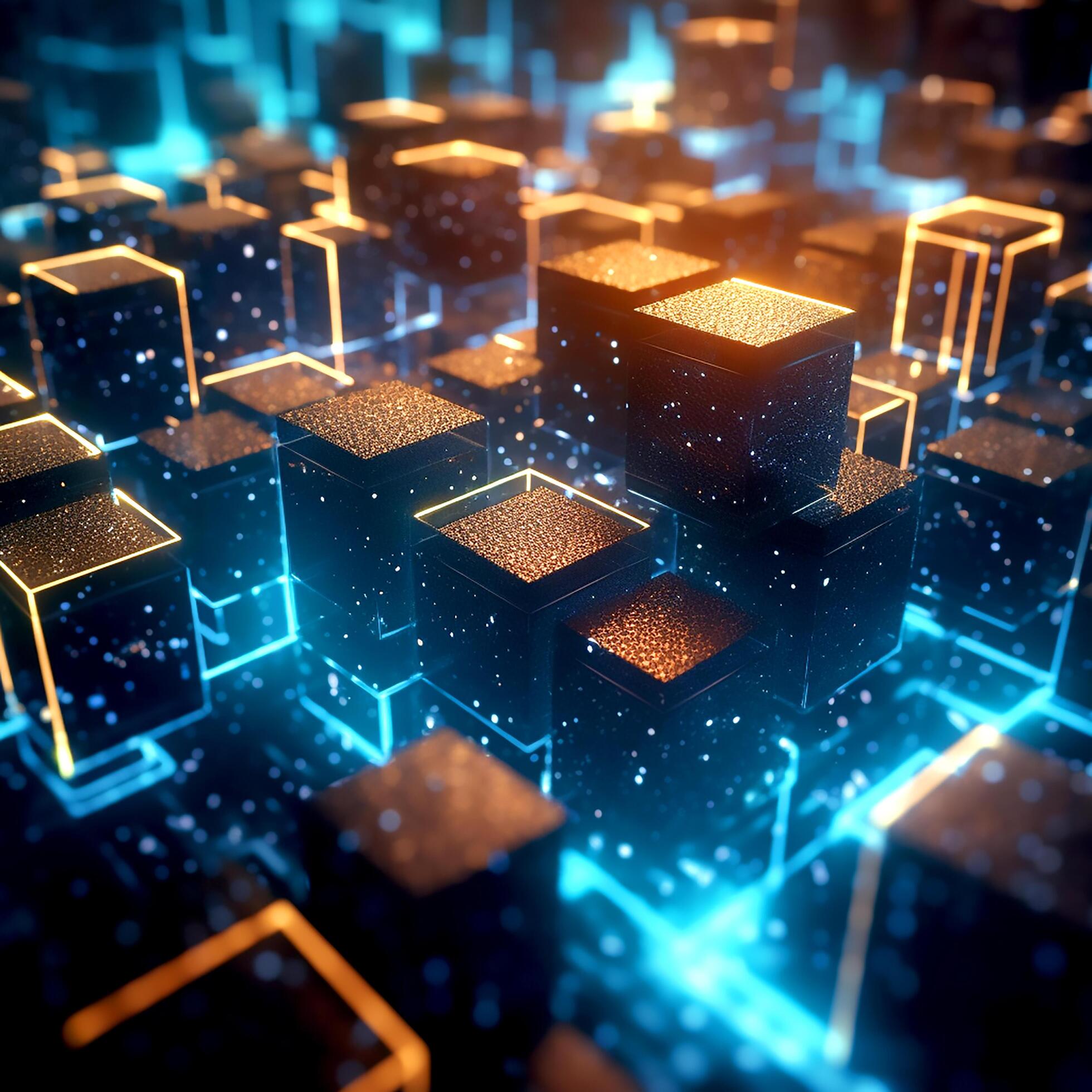 Abstract world blockchain technology of cryptocurrency in dark theme ...