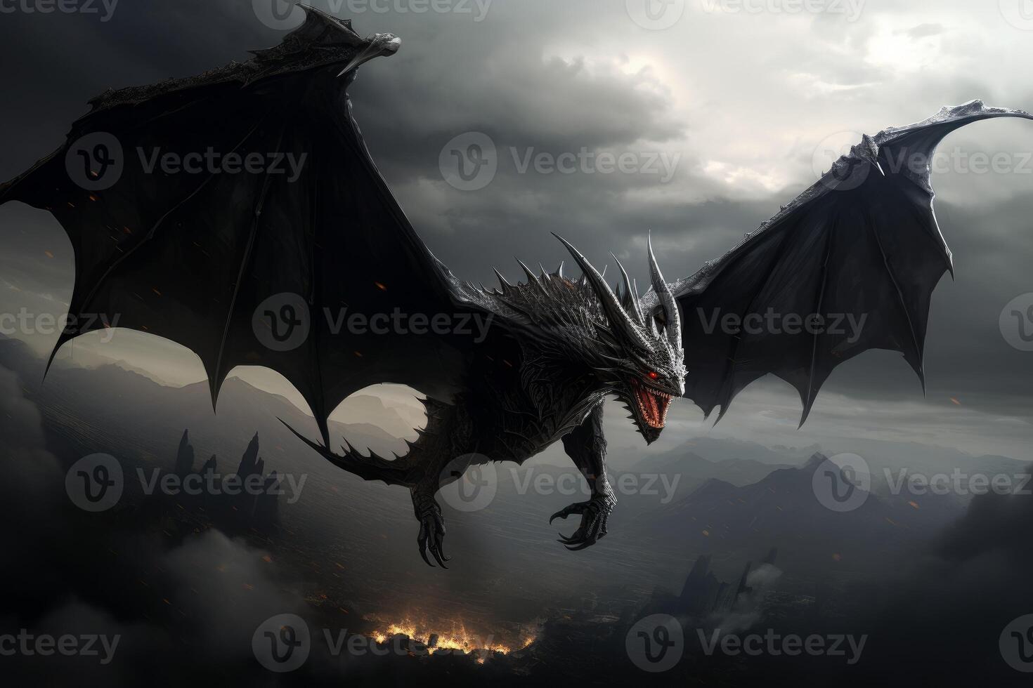 Powerful Flying black dragon. Generate Ai 30580784 Stock Photo at Vecteezy Powerful Flying black dragon. Generate Ai 30580784 Stock Photo at Vecteezy