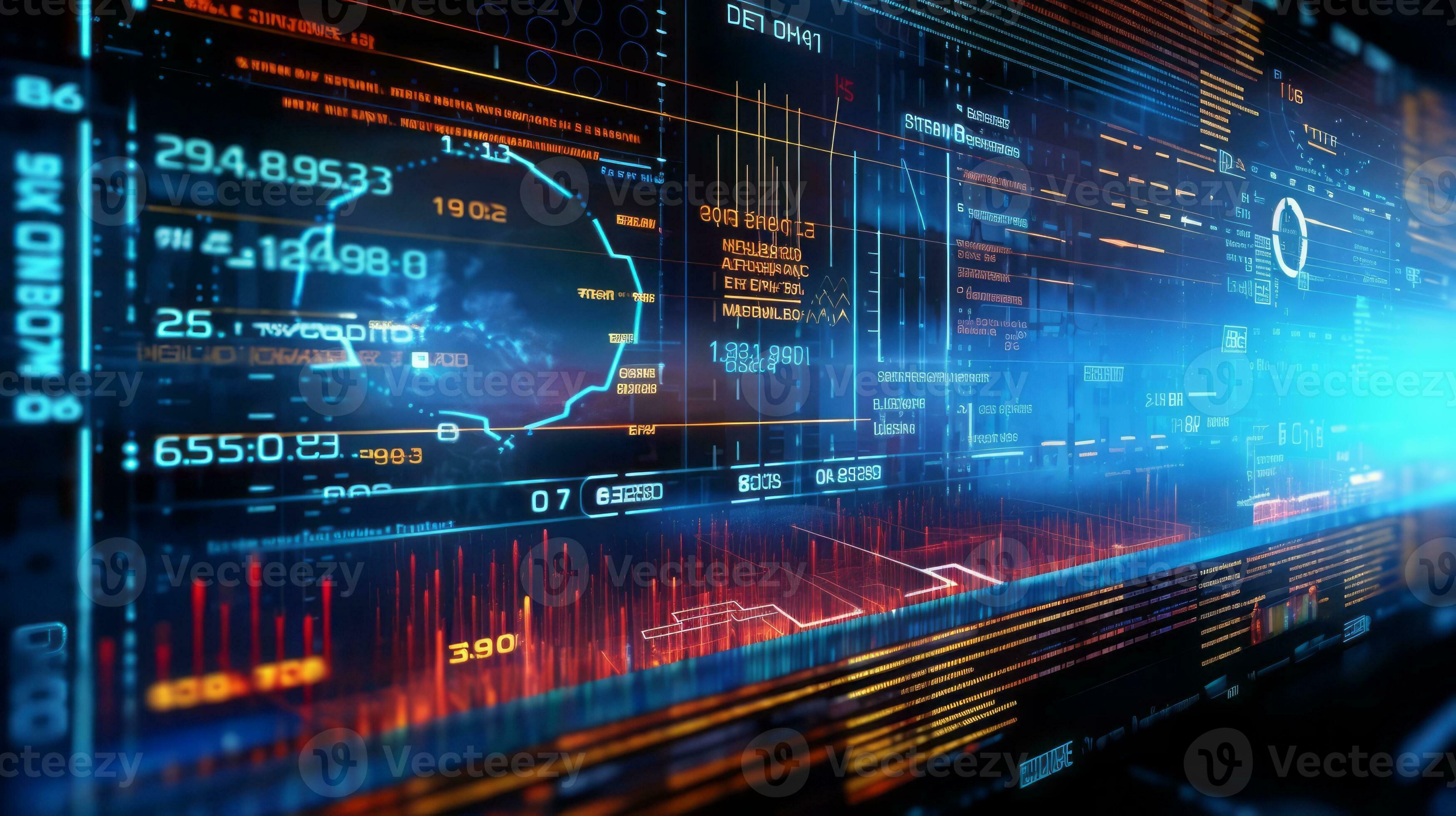 Futuristic interactive screen with complex information data. Generative ...