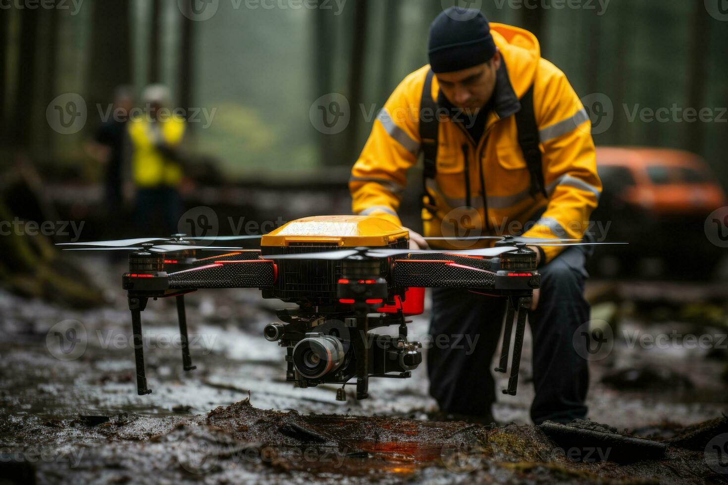 A drone assisting in a search and rescue mission. Generative Ai ...