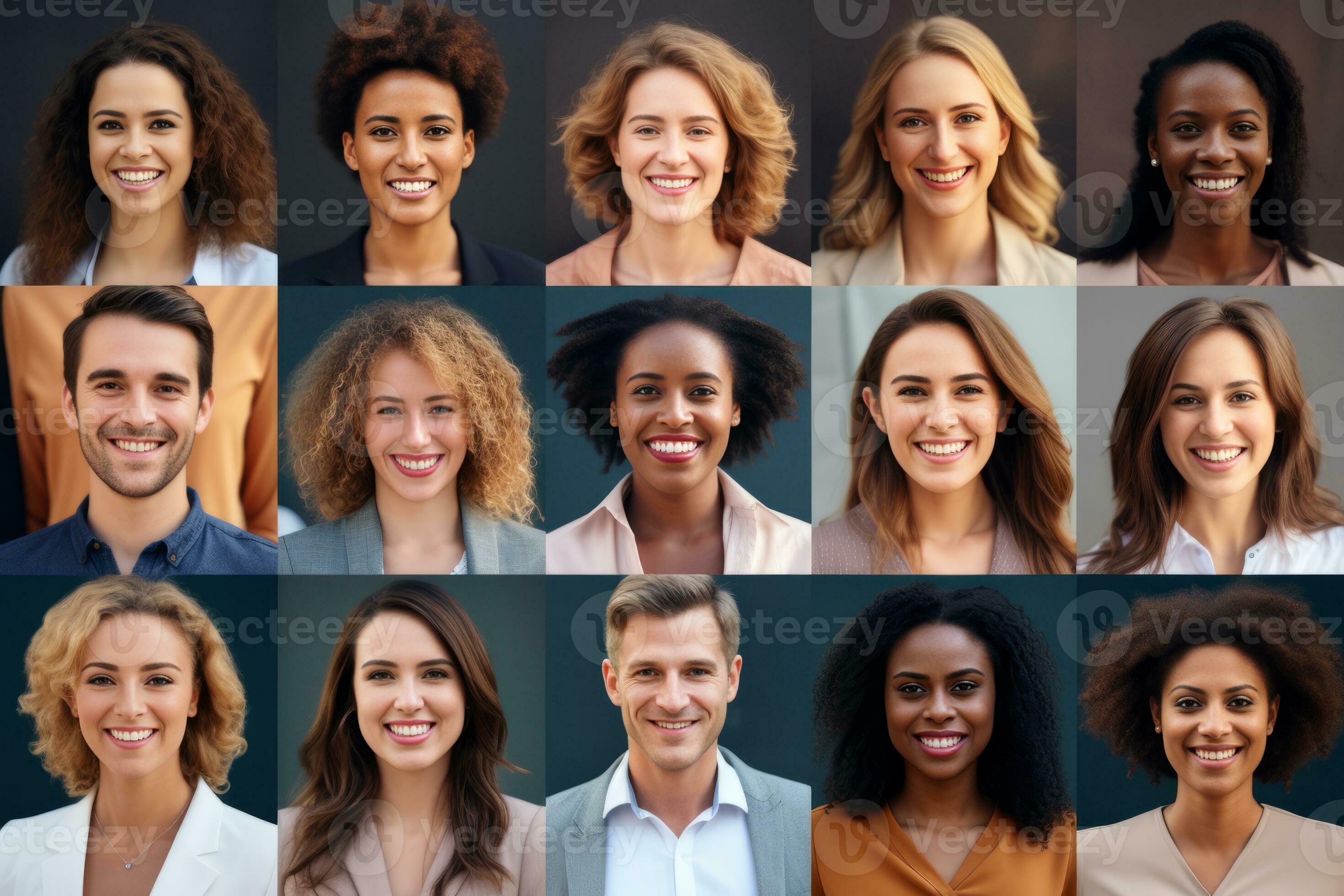 Collage of multicultural ethnically different people modern portraits ...