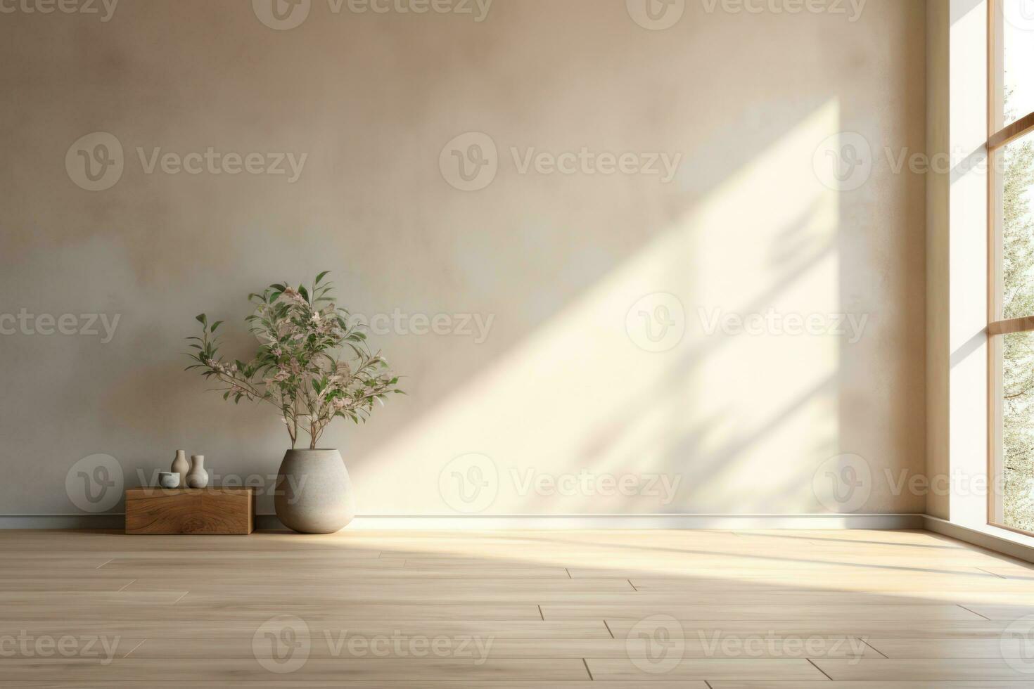 Empty room with clean lines and a minimalist design, bathed in soft ...