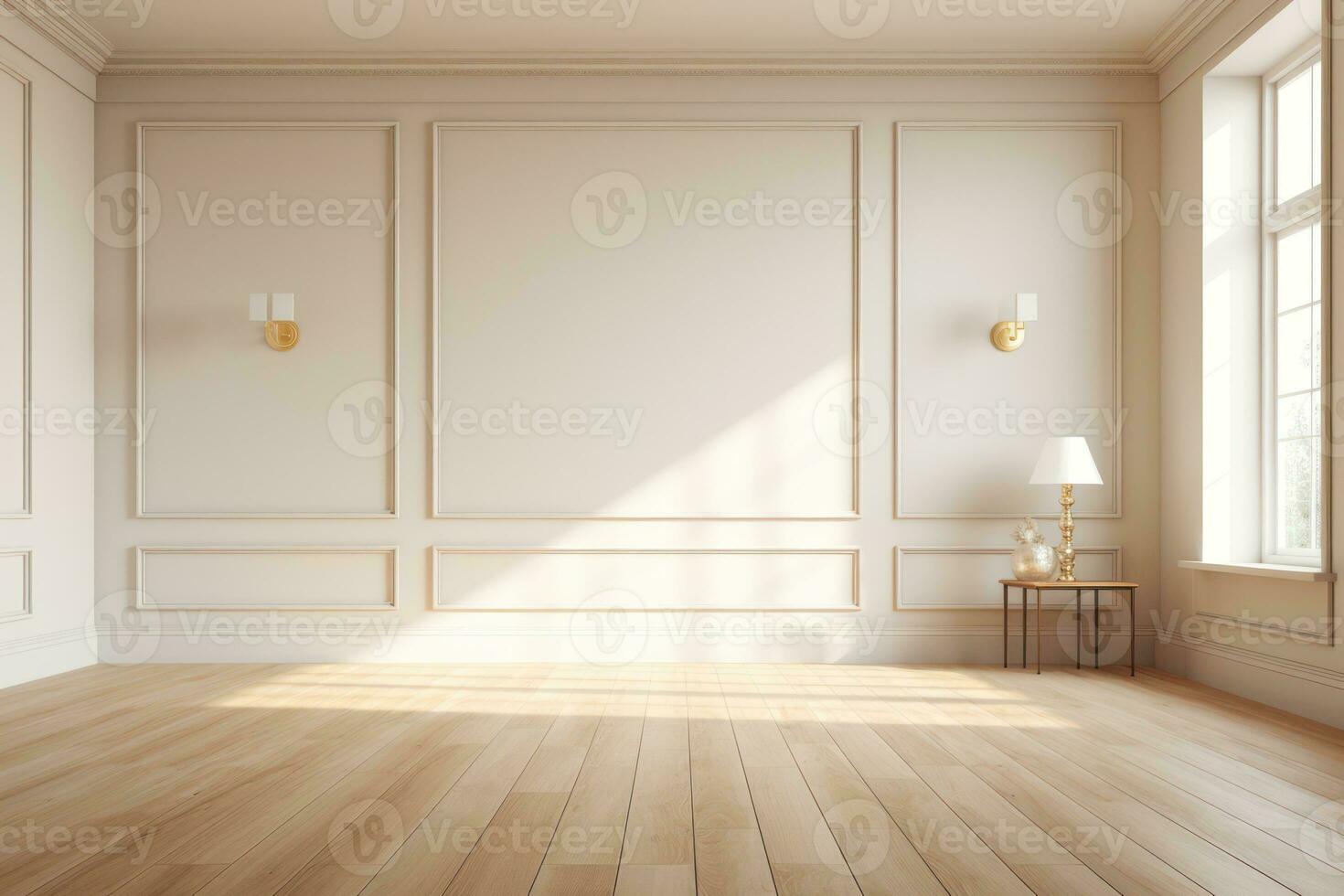 Empty room with clean lines and a minimalist design, bathed in soft ...