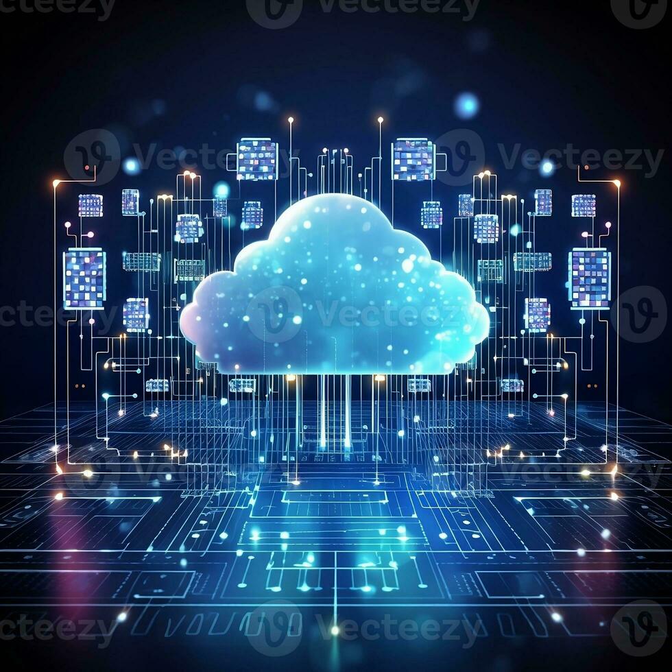 cloud computing concept with digital cloud computing technology ...