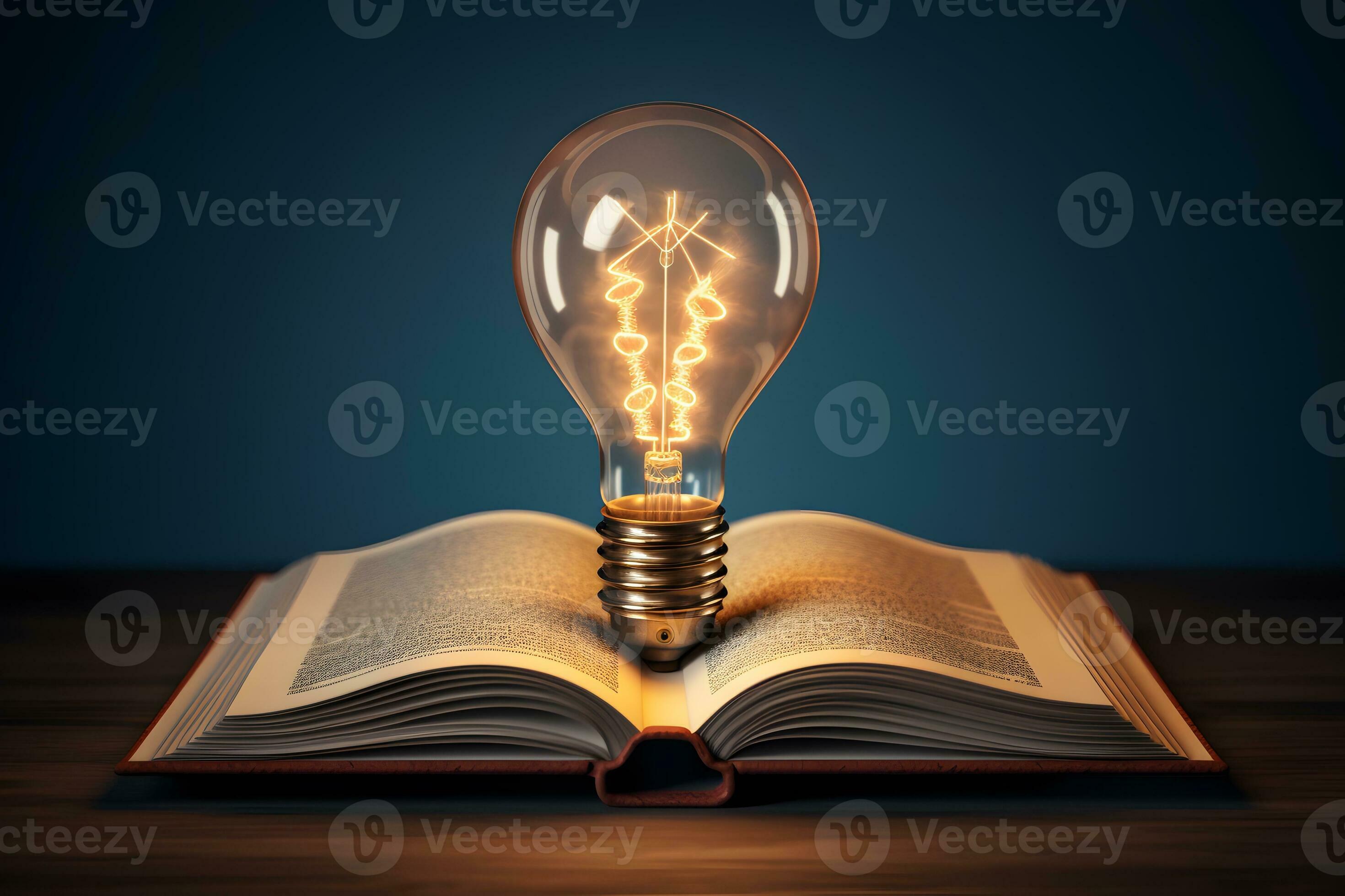 an open book with a light bulb on top. generative ai 30597268 Stock Photo at Vecteezy