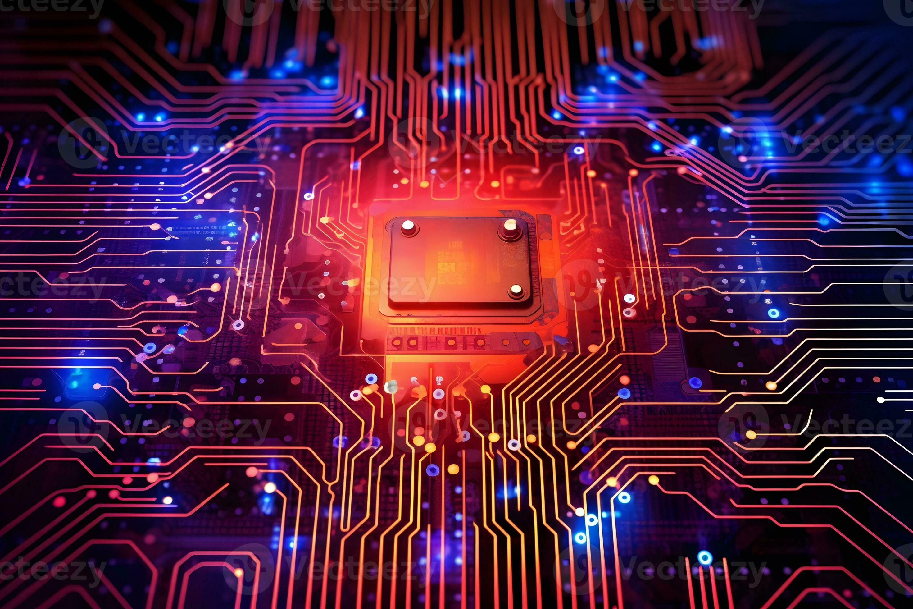 Red Computer Chip Pattern