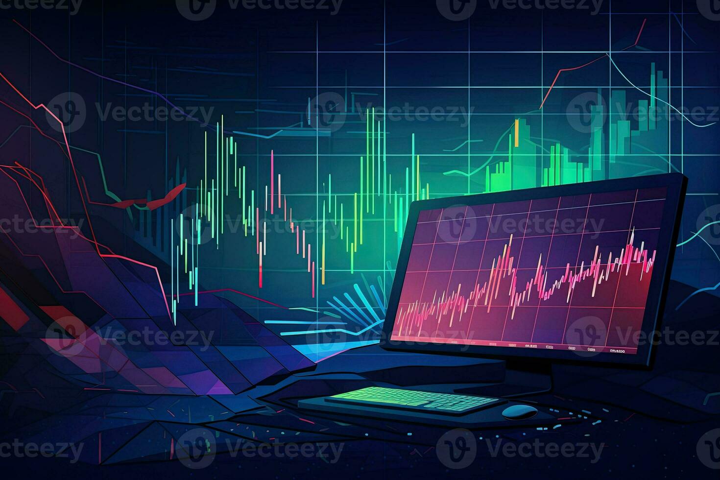 an illustration of a computer screen with a chart. Generative AI ...