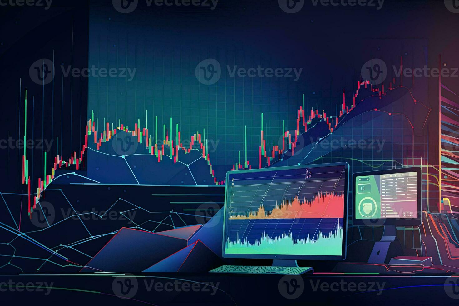 an illustration of a computer screen with a graph. Generative AI ...