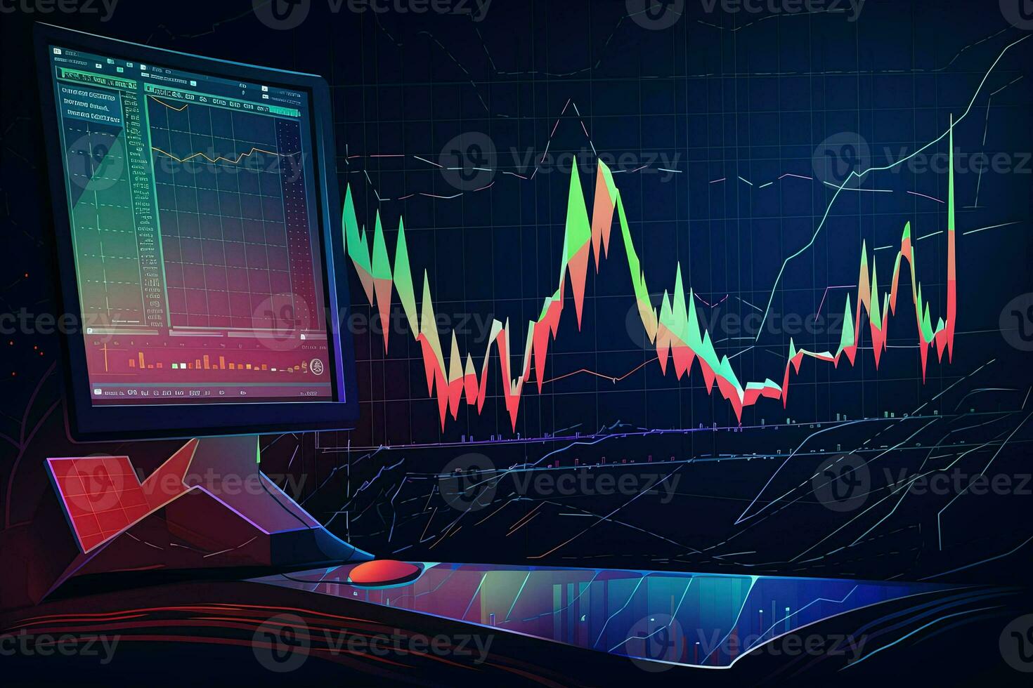 an illustration of a computer screen with a graph. Generative AI ...