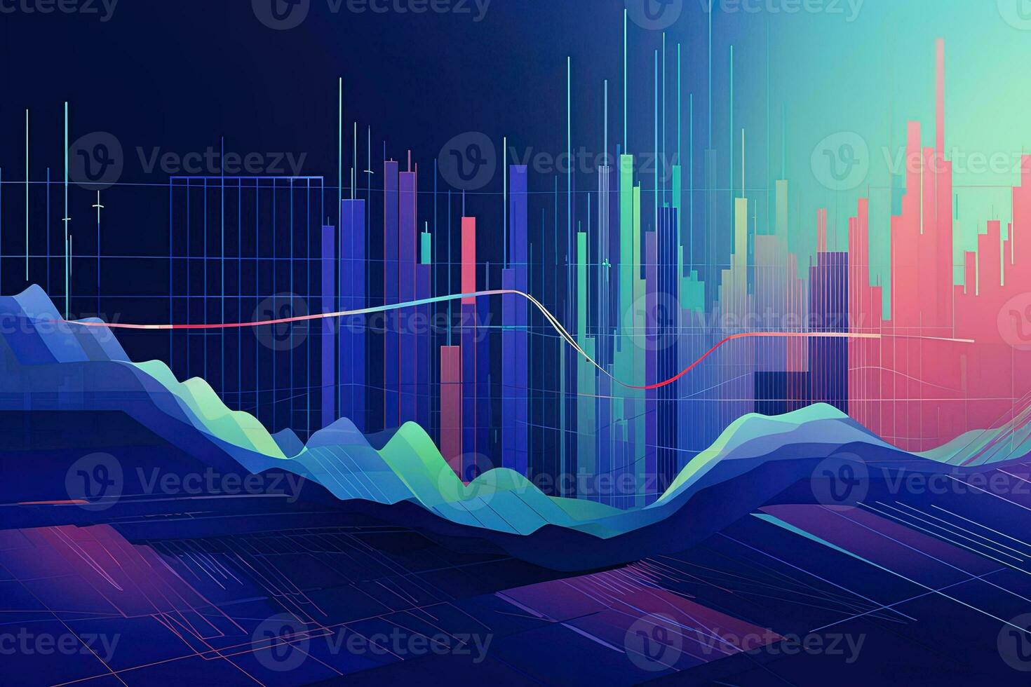 an abstract illustration of a graph chart. Generative AI 30598491 Stock ...