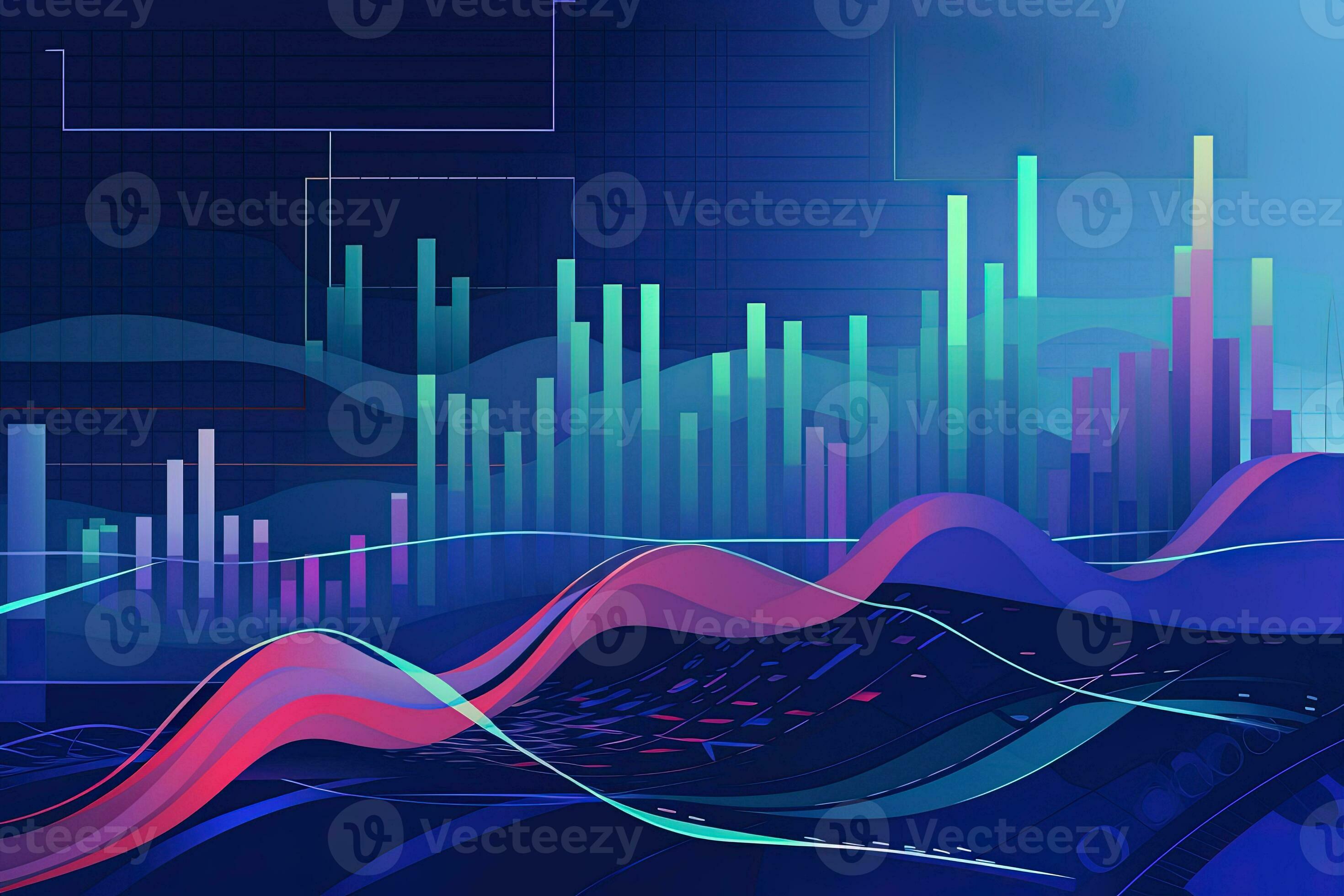 an abstract illustration of a graph with a line. Generative AI 30598503 ...