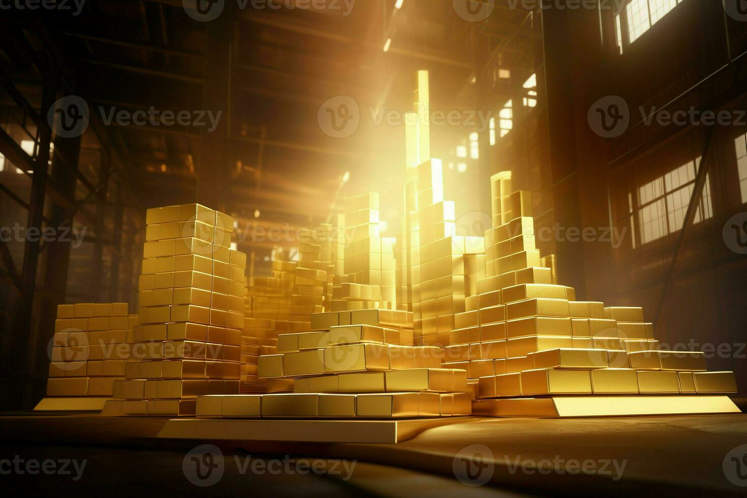 gold bars stacked in a factory. Generative AI 30598533 Stock Photo at Vecteezy