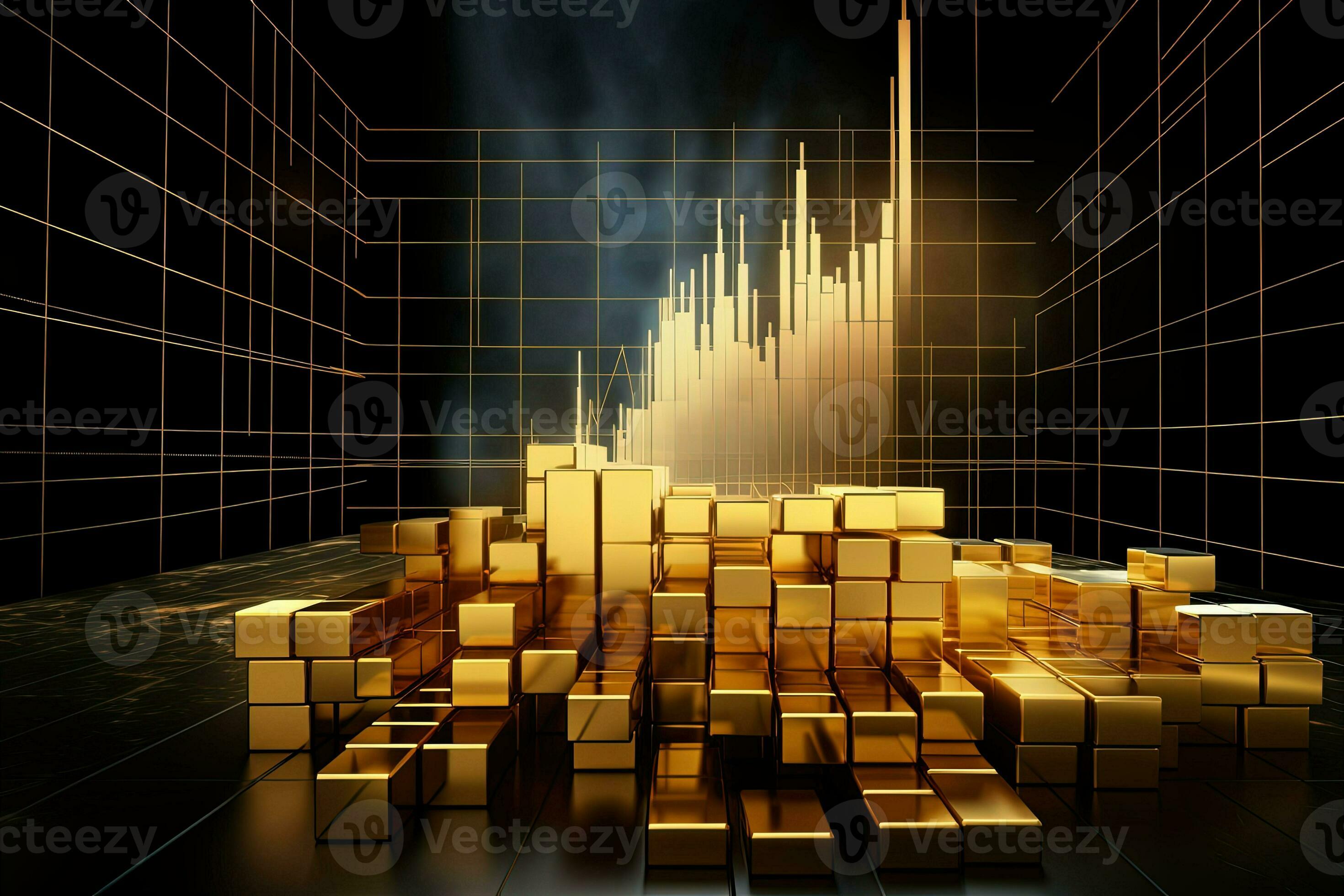 gold bars stacked on a black background. Generative AI 30598535 Stock Photo at Vecteezy