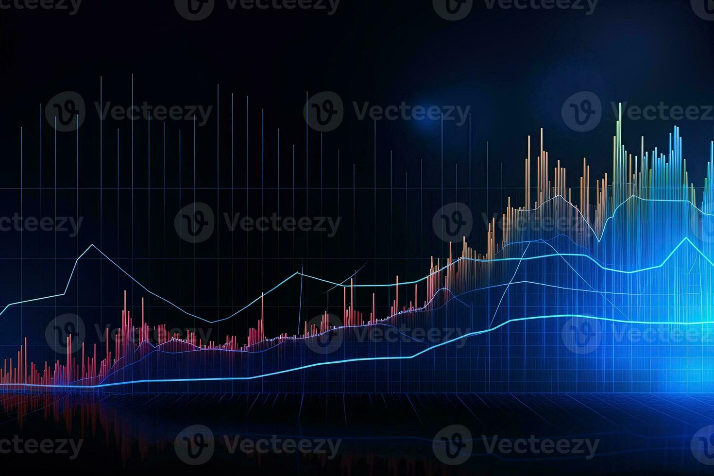 an image of a graph chart with a line of blue and red. Generative AI ...
